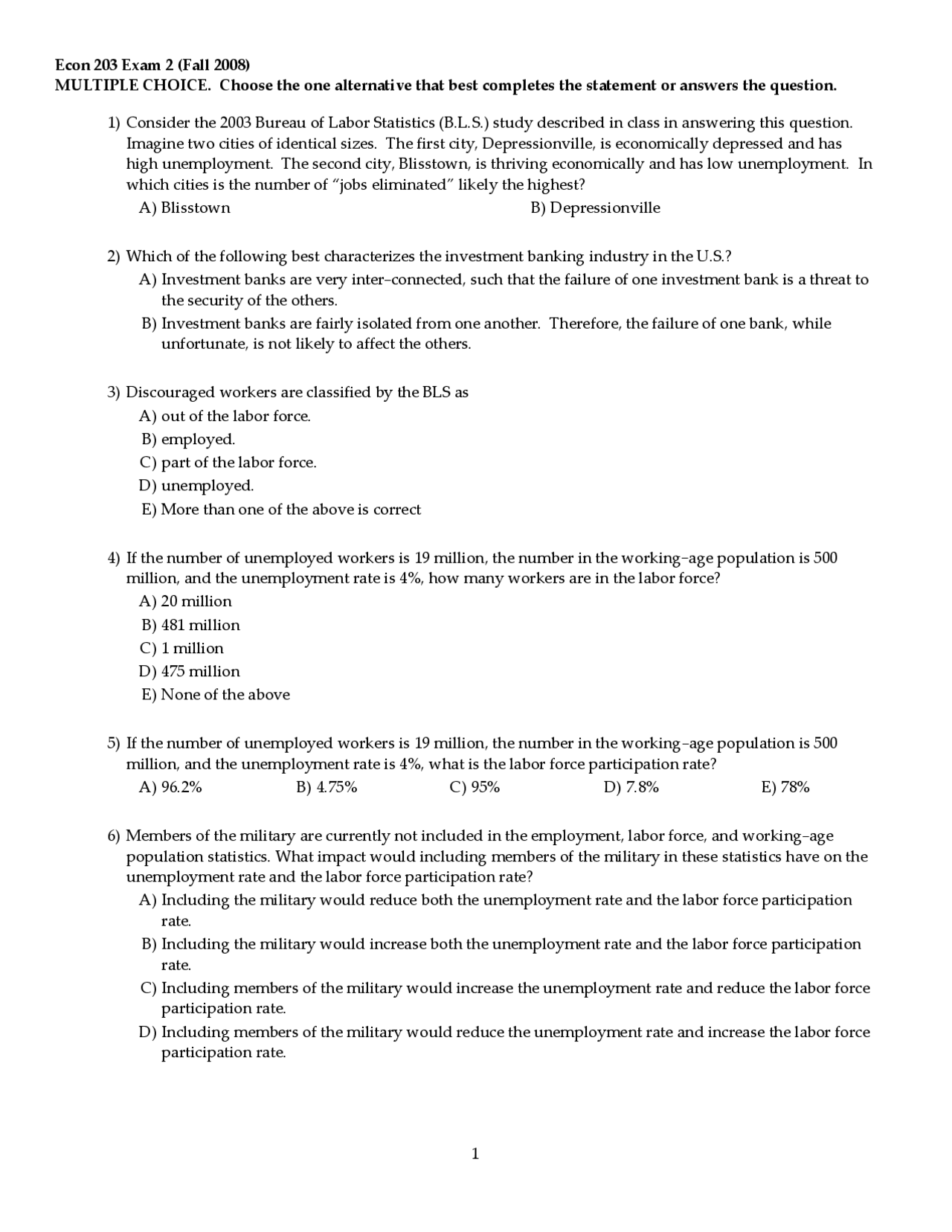 Multiple Choice Questions for Exam 2 - Principles of Economics | ECON ...