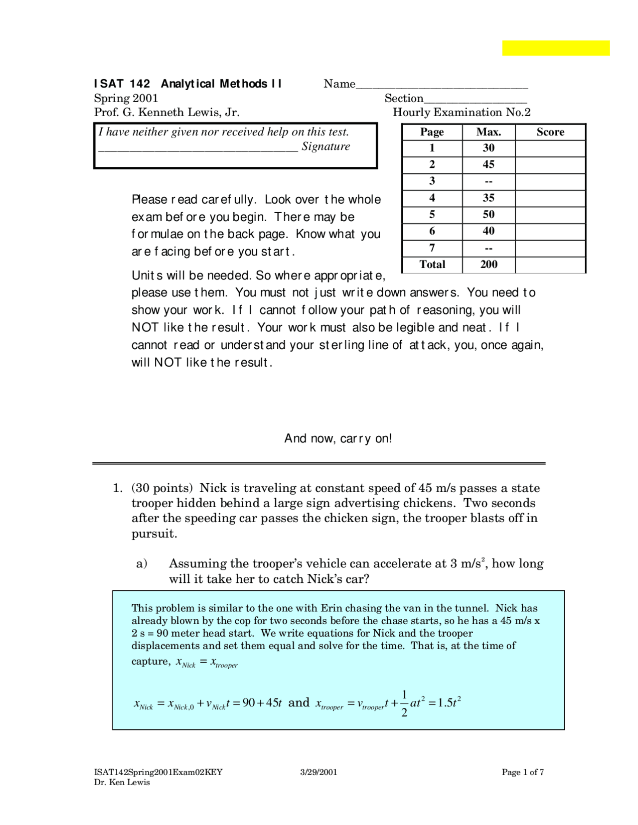 Exam 2 With Answers For Analytical Methods Ii Isat 142 Docsity