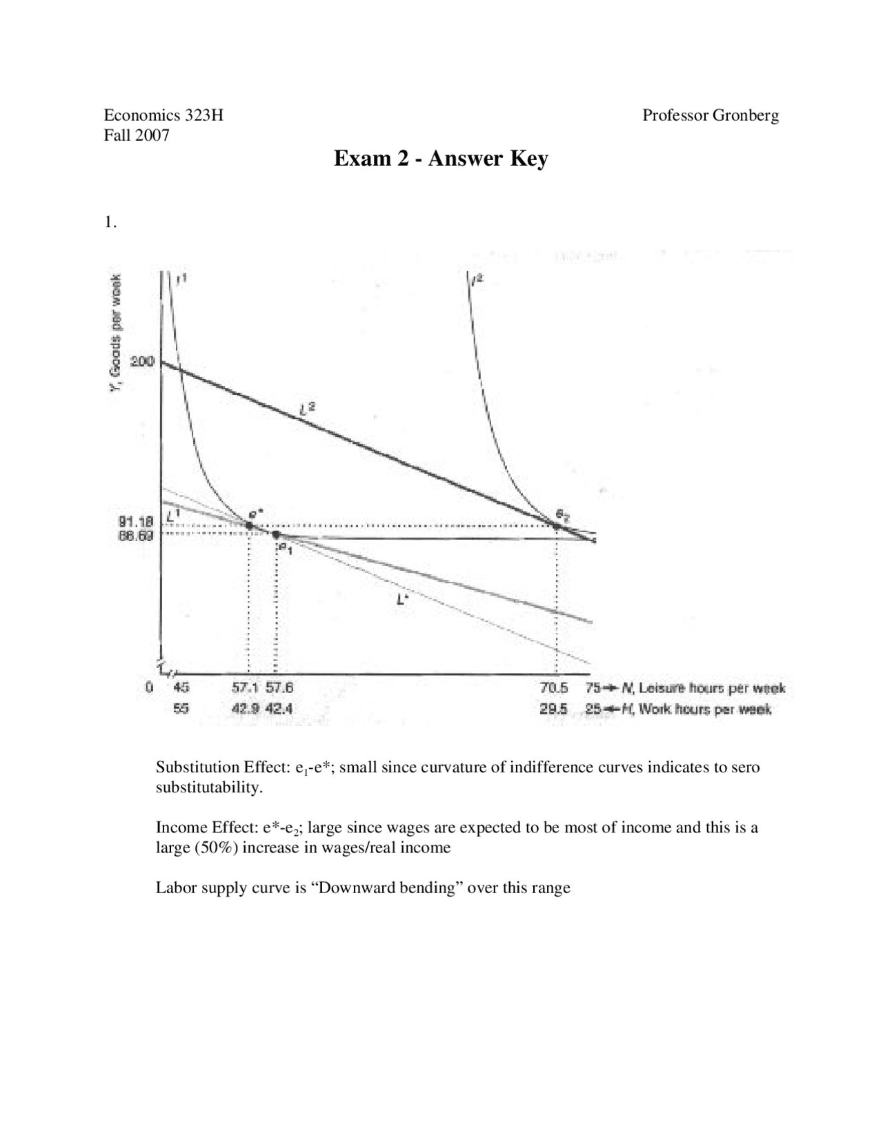 Exam 2 Answer Key Microeconomic Theory Fall 2007 Econ 323 Docsity