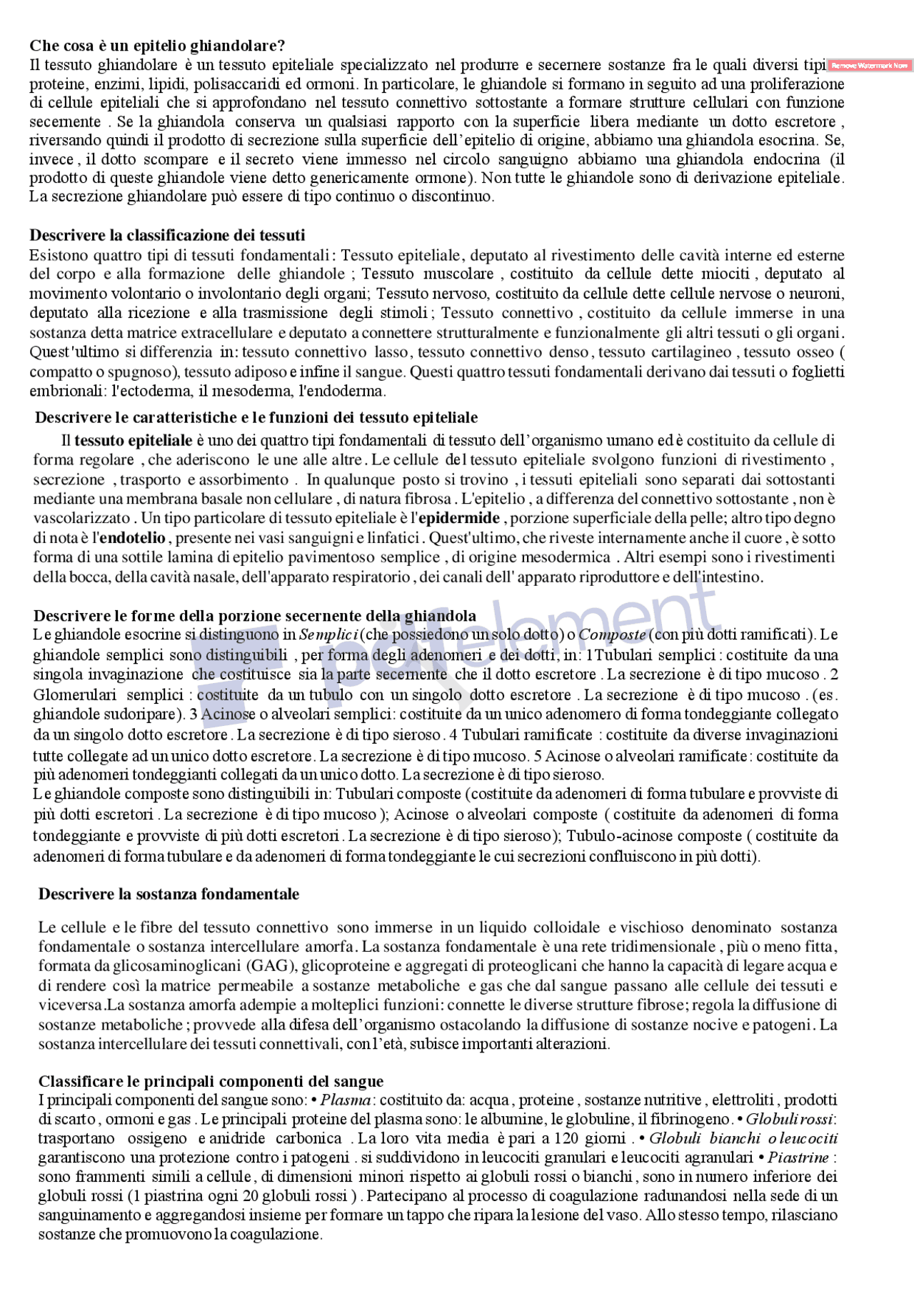 Paniere Di Anatomia Domande Aperte E Campus Docsity