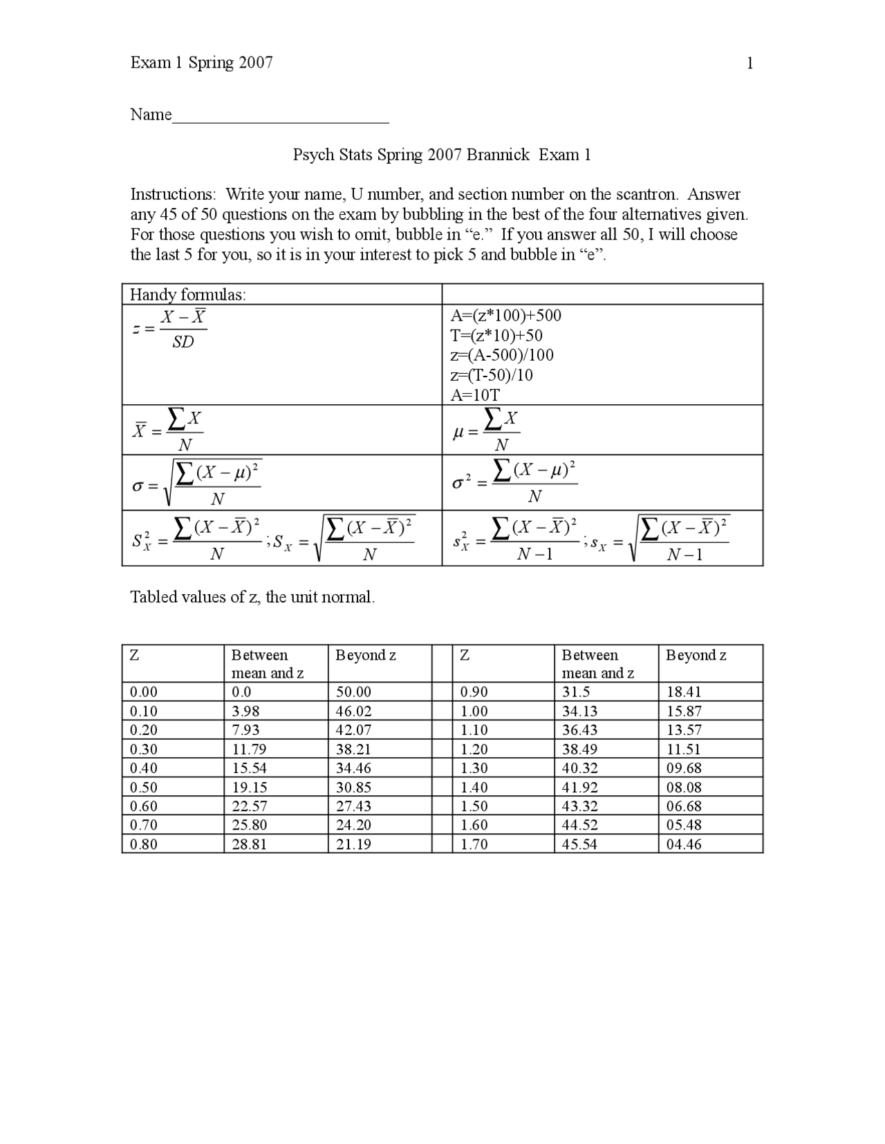 Practice Exam 1 Introduction To Psychological Science Psy 2012