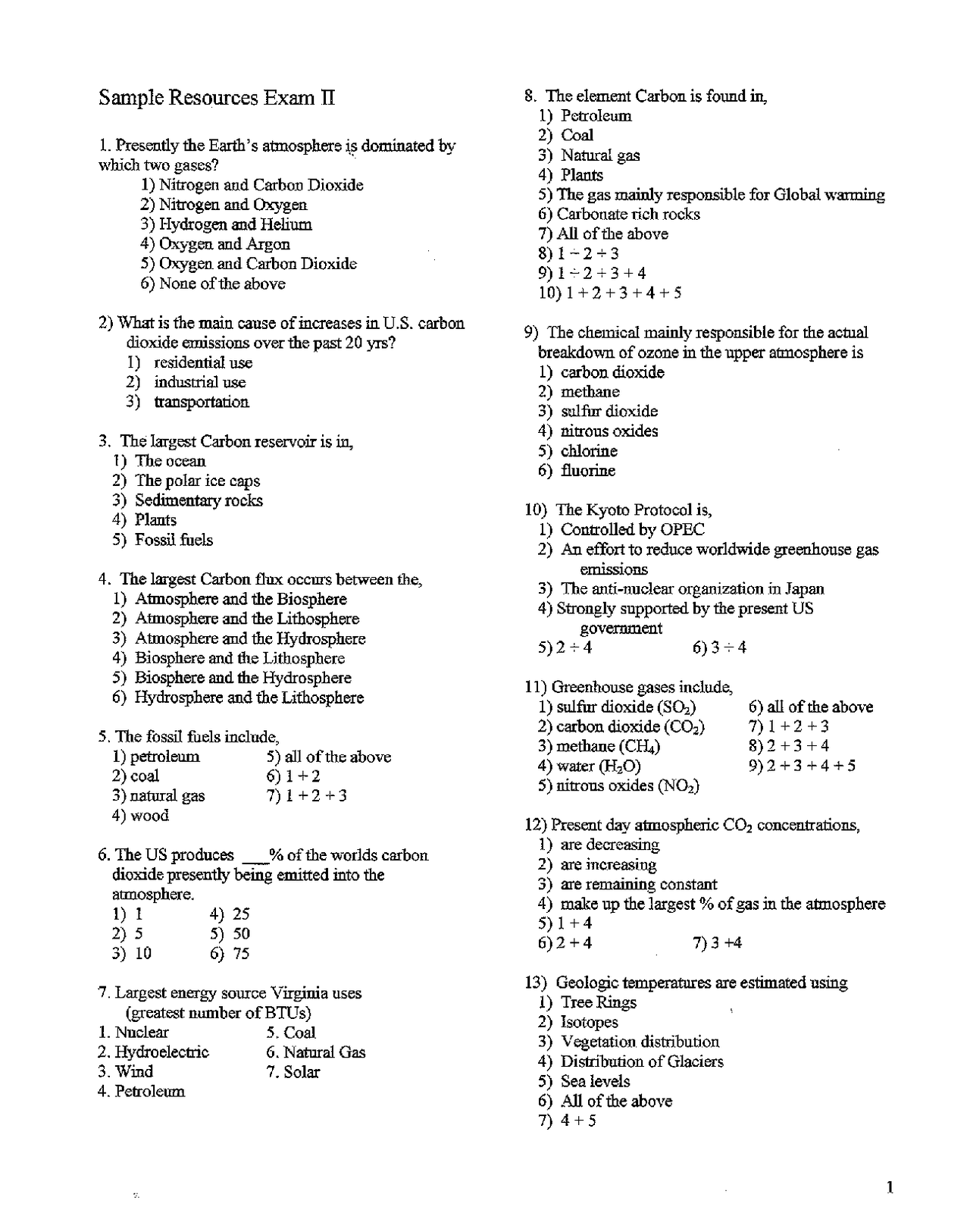 Sample Resources Exam Ii Questions Resources Geology Geos 1024