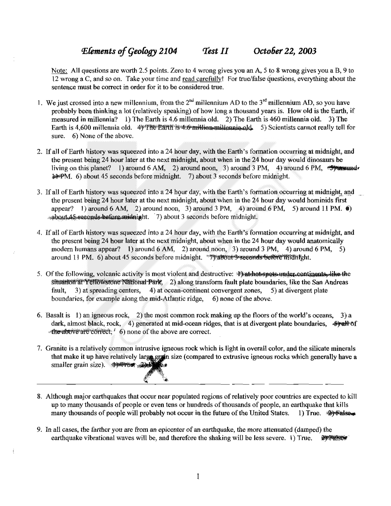 Test Ii Questions For Solutions Elements Of Geology Geol 2104 Docsity
