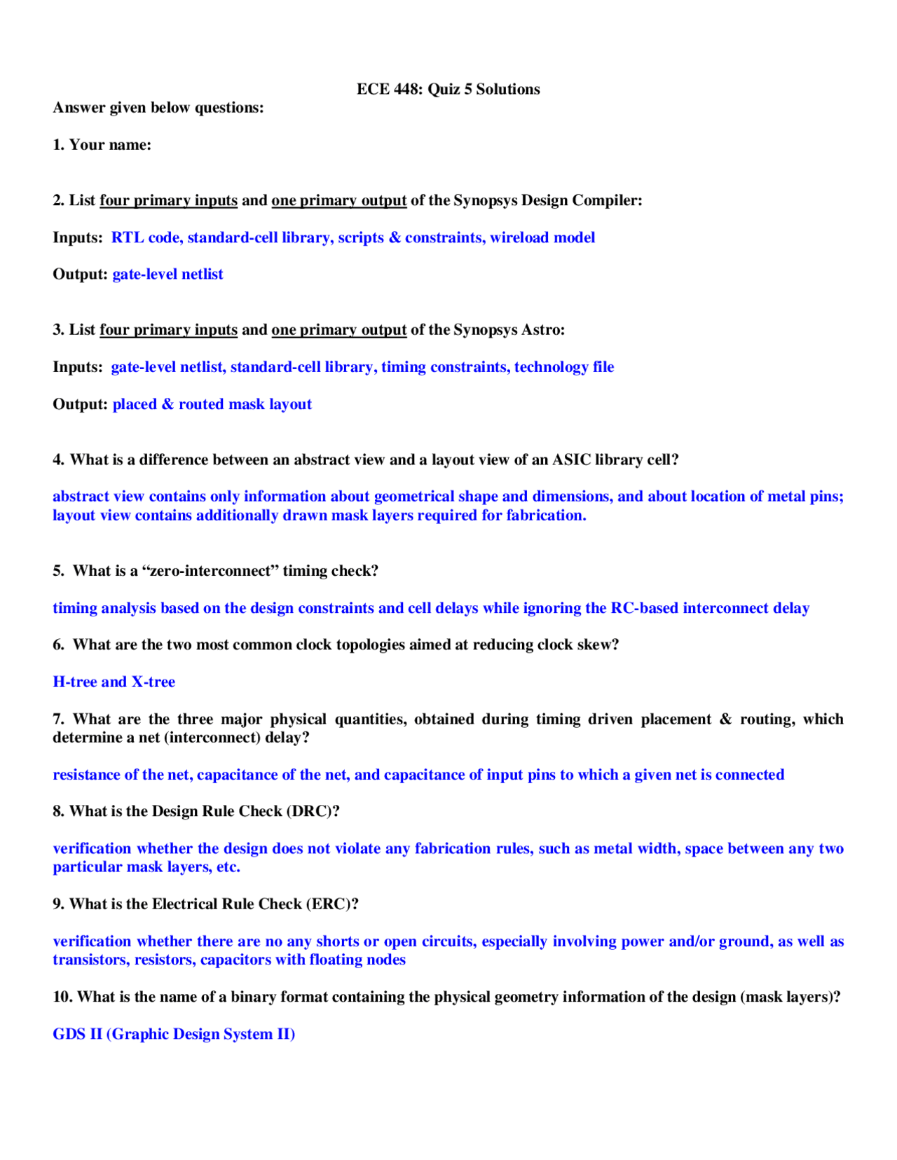 Quiz 5 Solutions Introduction To Artificial Intelligence Ece 448