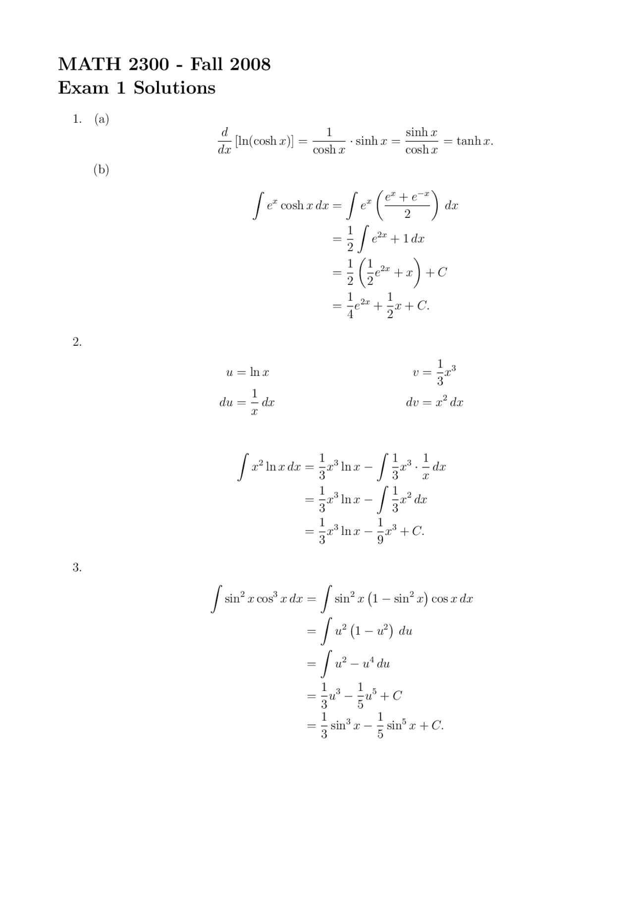 8 Questions On Analytic Geometry And Calculus 2 With Solutions Exam