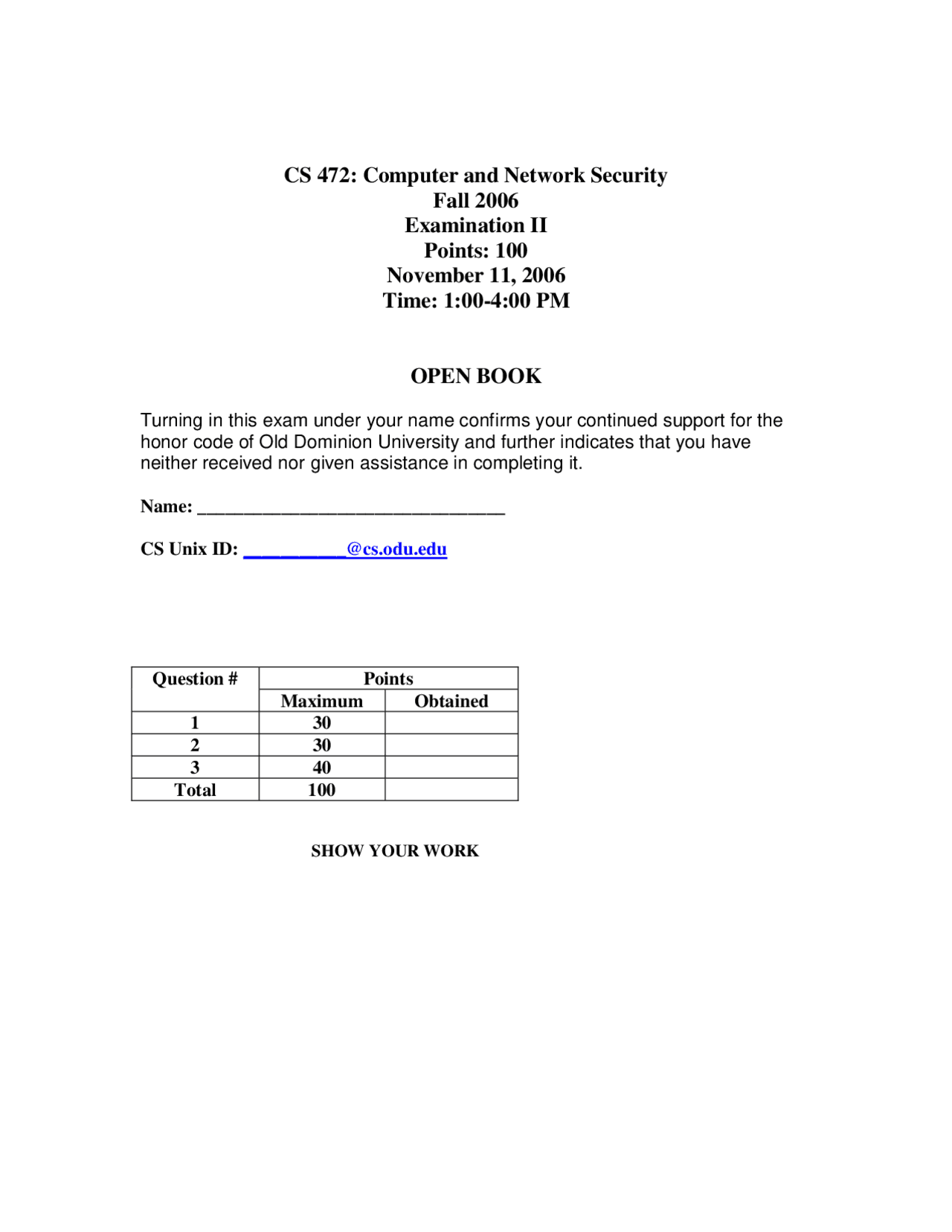 Exam 2 Computer And Network Security Cs 472 Docsity