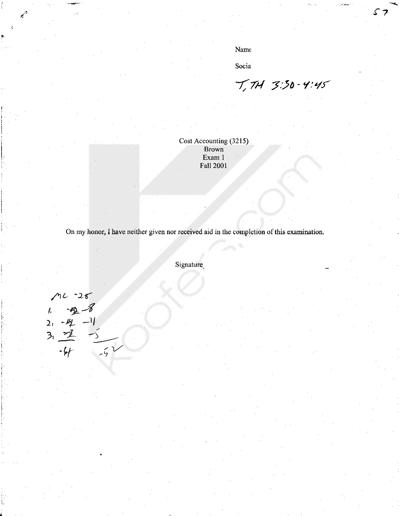 30 Multiple Choice Questions With Answer Key Cost Accounting Acis