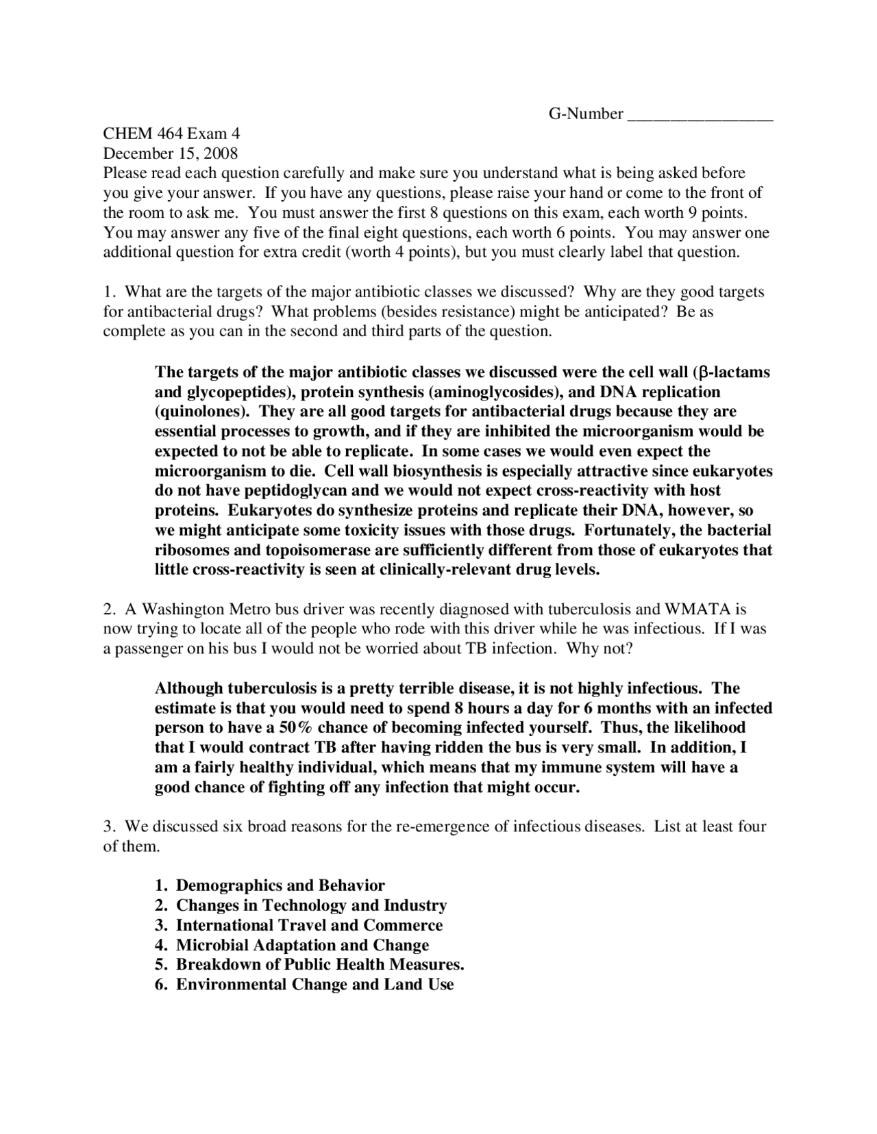 3 Questions on General Biochemistry II - Exam 4 | CHEM 464 - Docsity