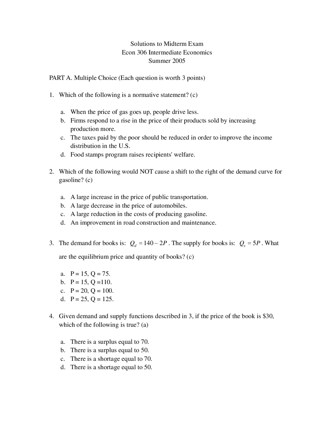 Solution Of Midterm Exam Intermediate Microeconomics 2005 Econ