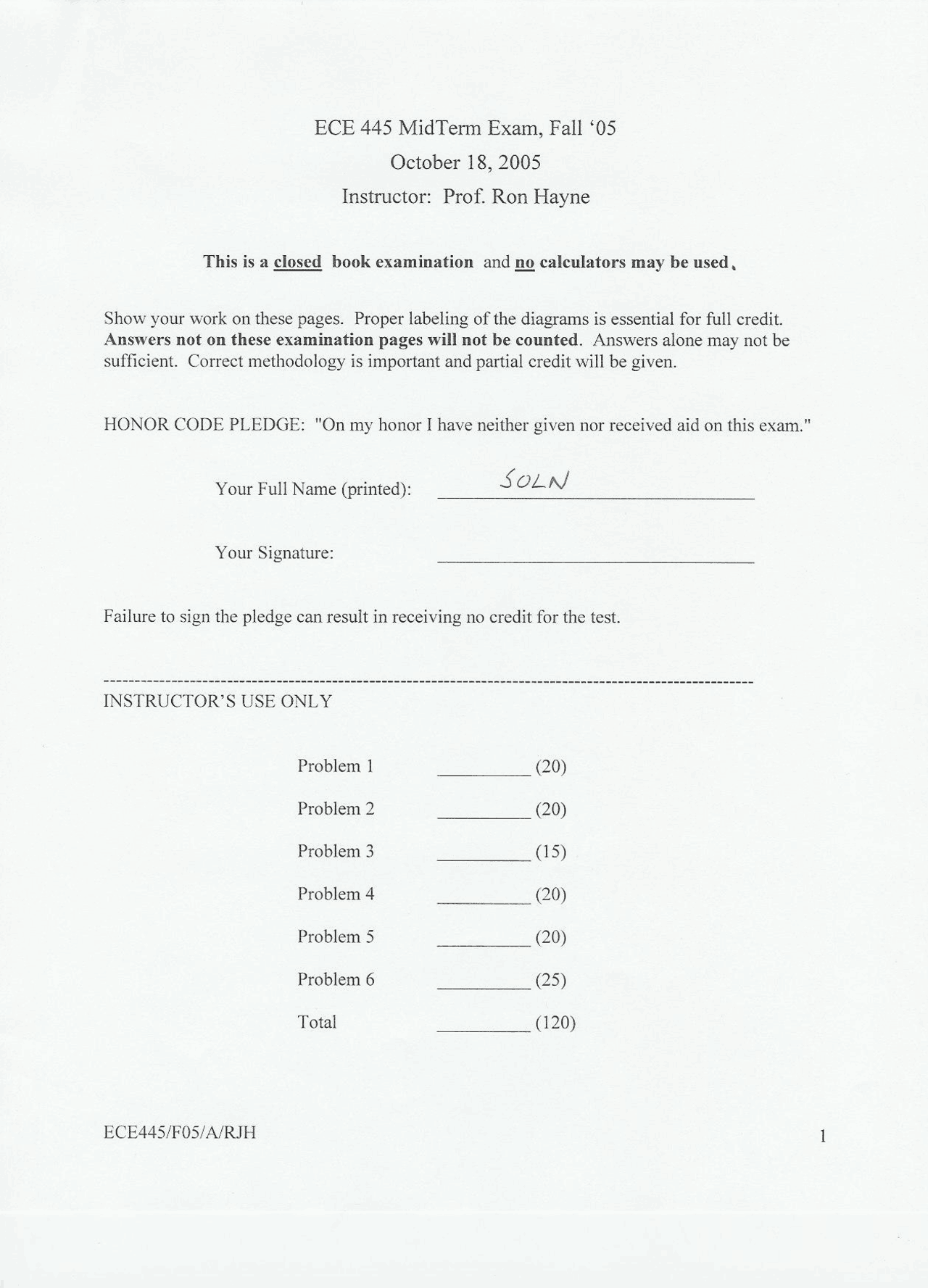 Midterm Exam Answers Computer Organization Ece 445 Docsity