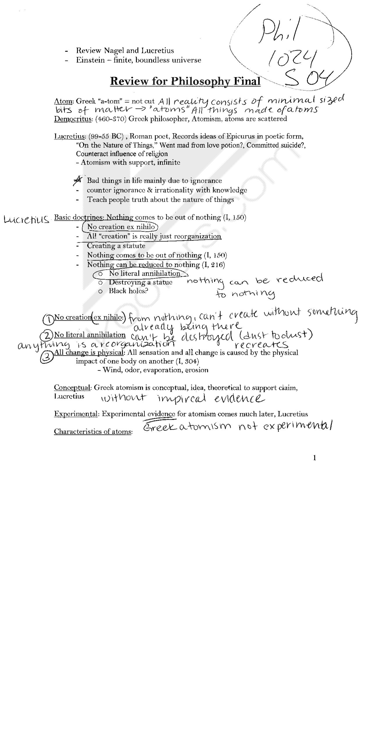 Review For Philosophy Final Knowledge And Reality Phil 1204 Docsity