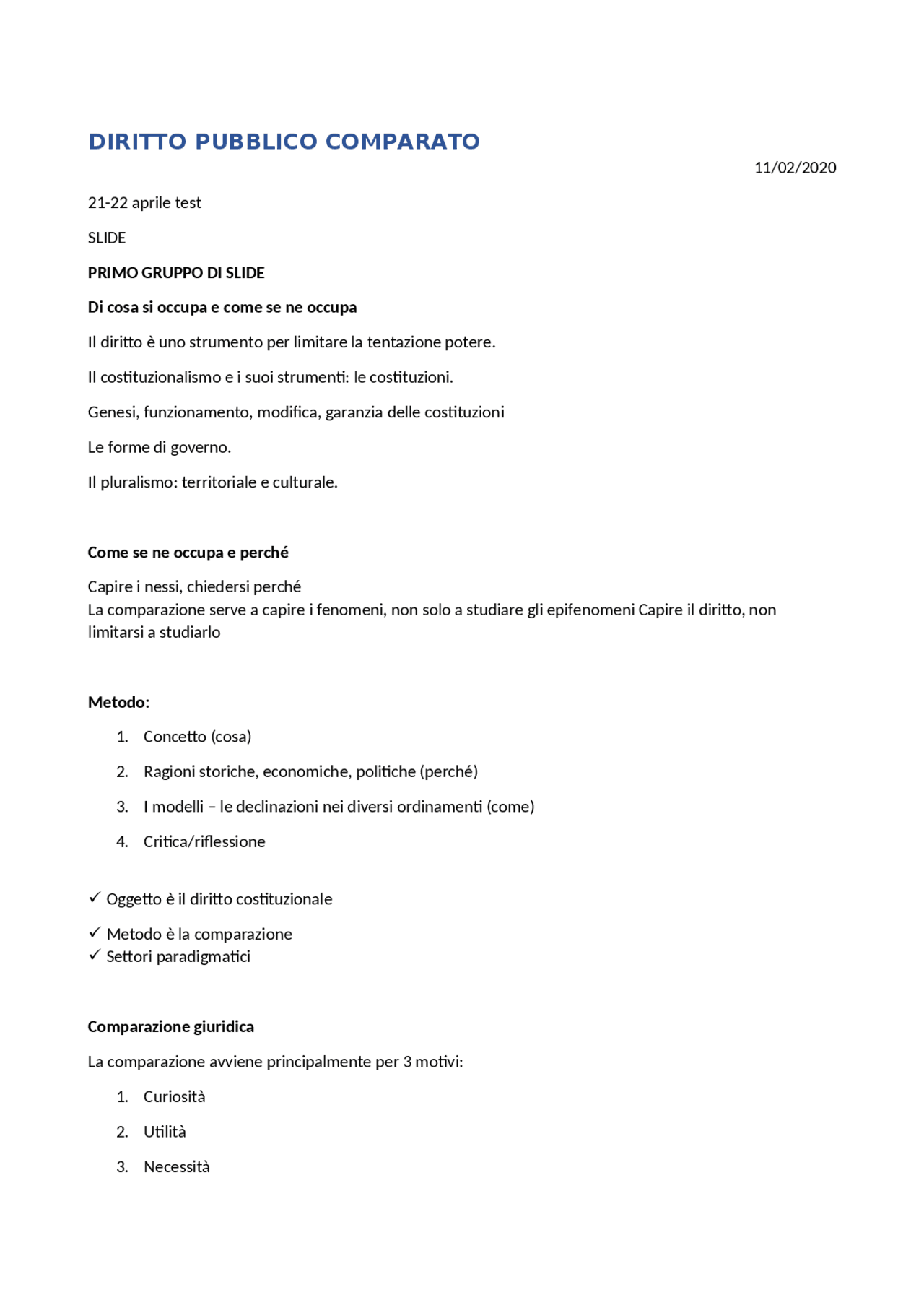 Appunti Lezioni Diritto Pubblico Comparato Palermo Docsity