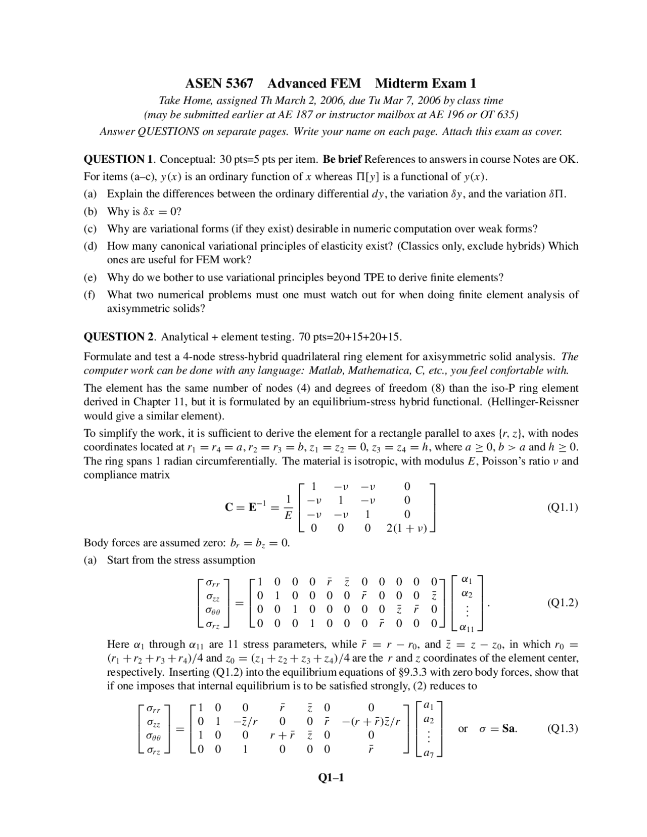 Sample Questions For Midterm Exam 1 Remote Sensing Data Analysis