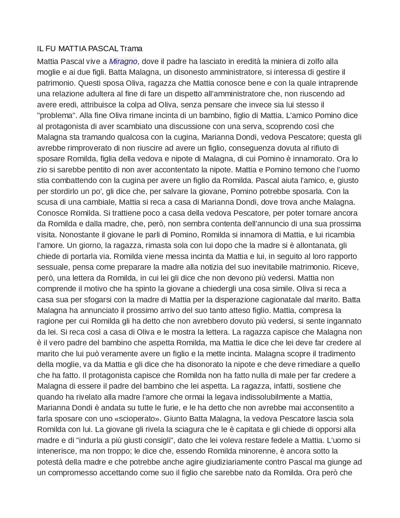 Il Fu Mattia Pascal Riassunto E Temi Principali Temi Di Italiano