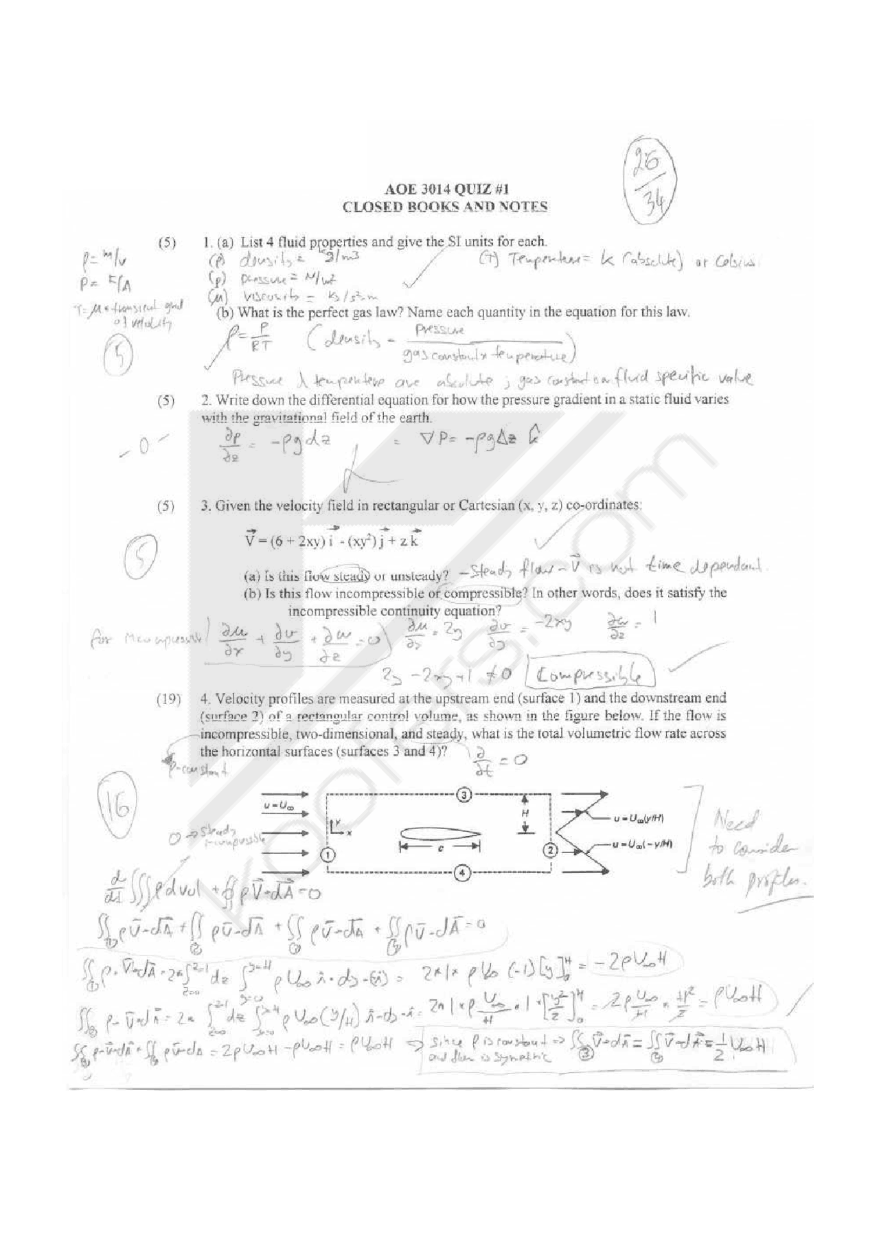Solved Quiz Aerodynamics Hydrodynamics Aoe 3014 Docsity