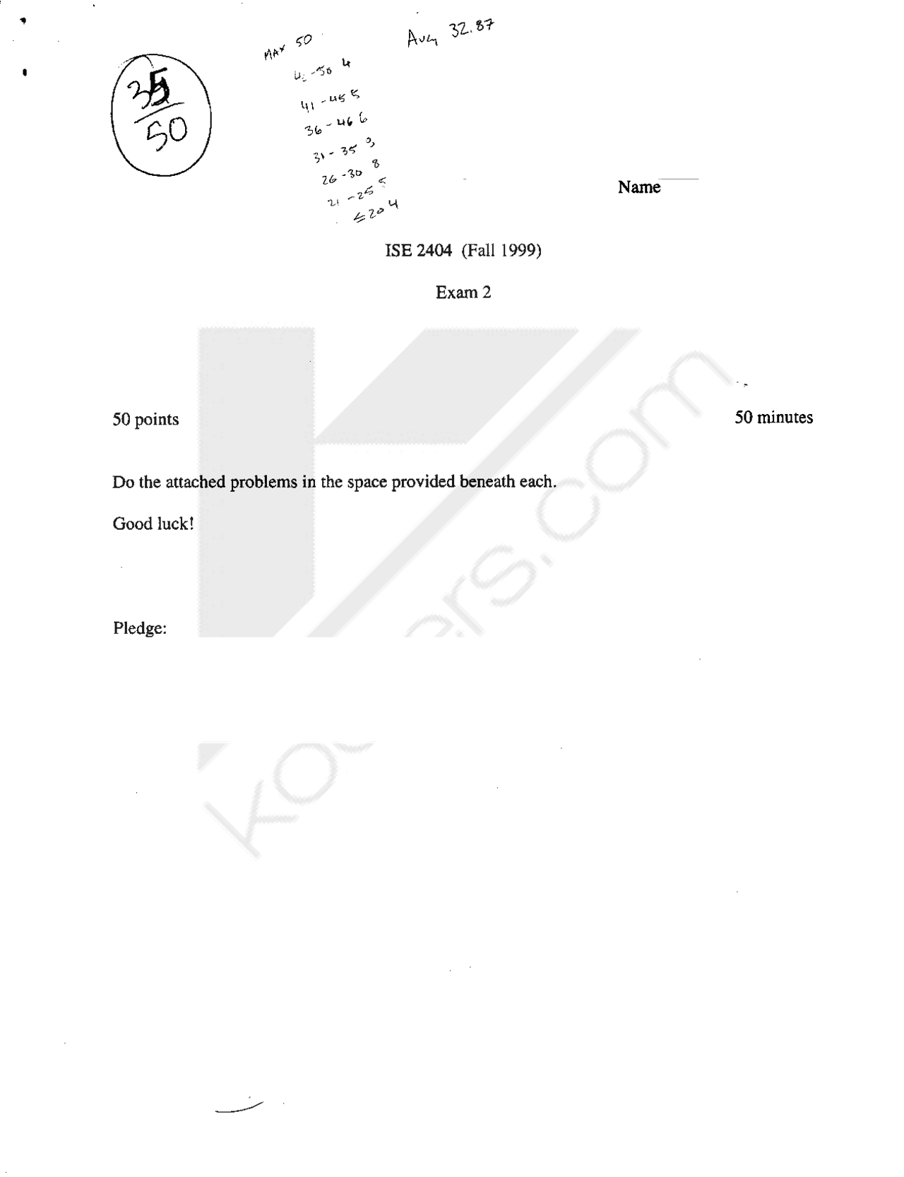Exam 2 With Answers Determine Operations Research I Ise 2404 Docsity