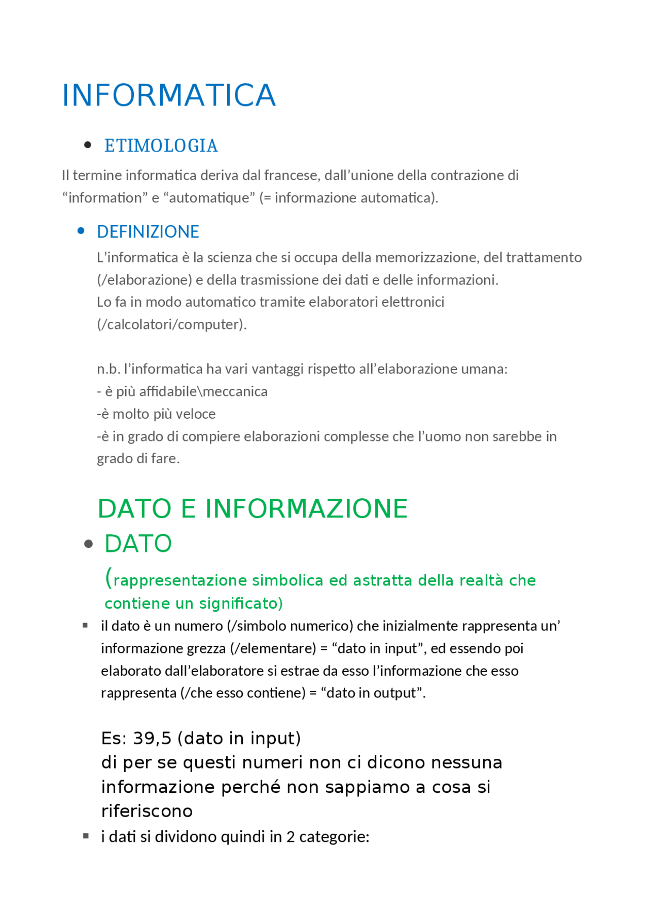 Informatica Base Primo Anno Docsity