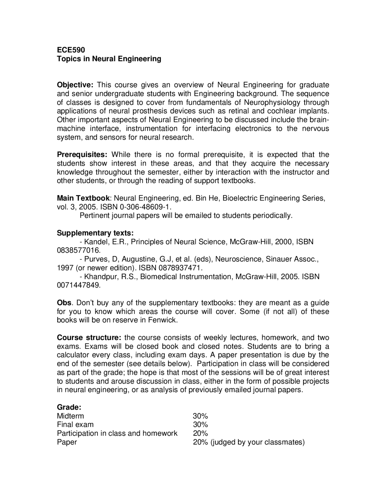 Notes On Topics In Neural Engineering Humanoid Robotics Ece 590