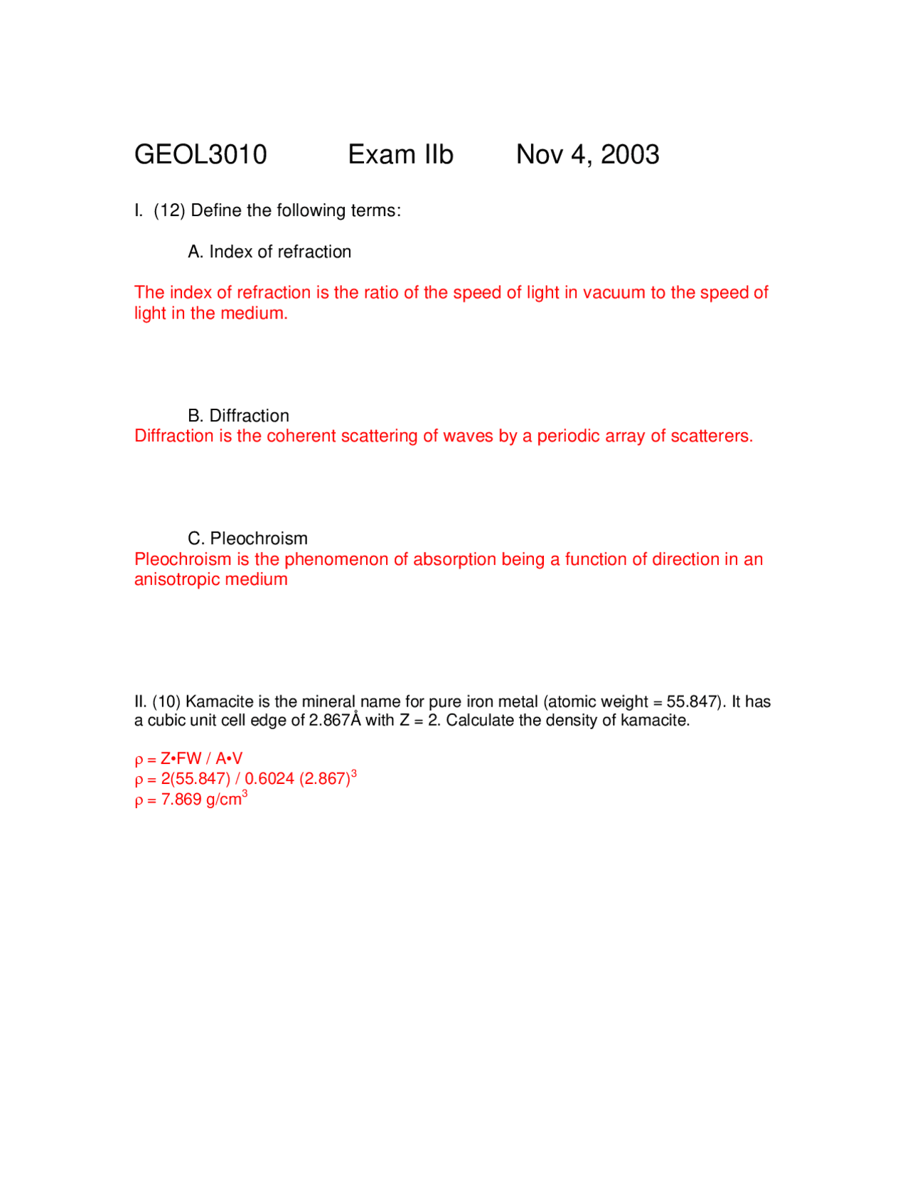 5 Solved Questions For Exam 2b Introduction To Mineralogy Geol 3010