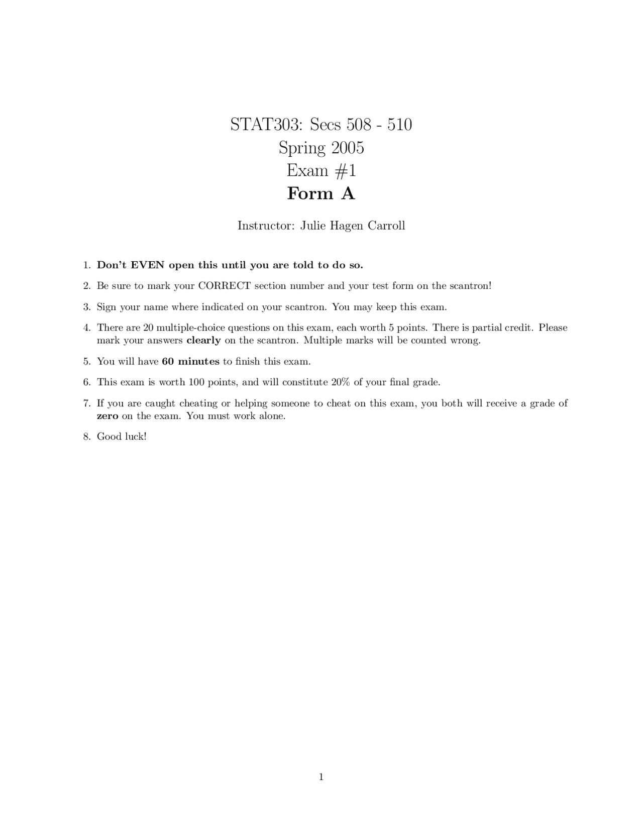 20 Mcqs On Statistical Methods With Answer Key Stat 303 Docsity