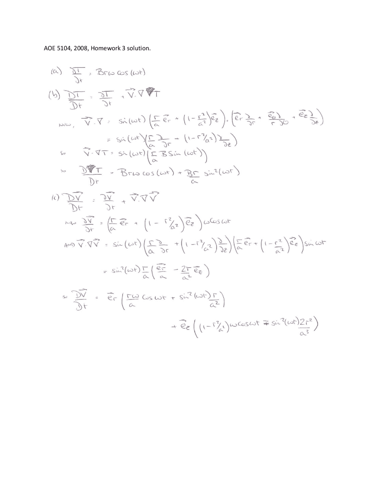 Solution Homework Advanced Aerospace Hydrodynamic Aoe 5104 Docsity