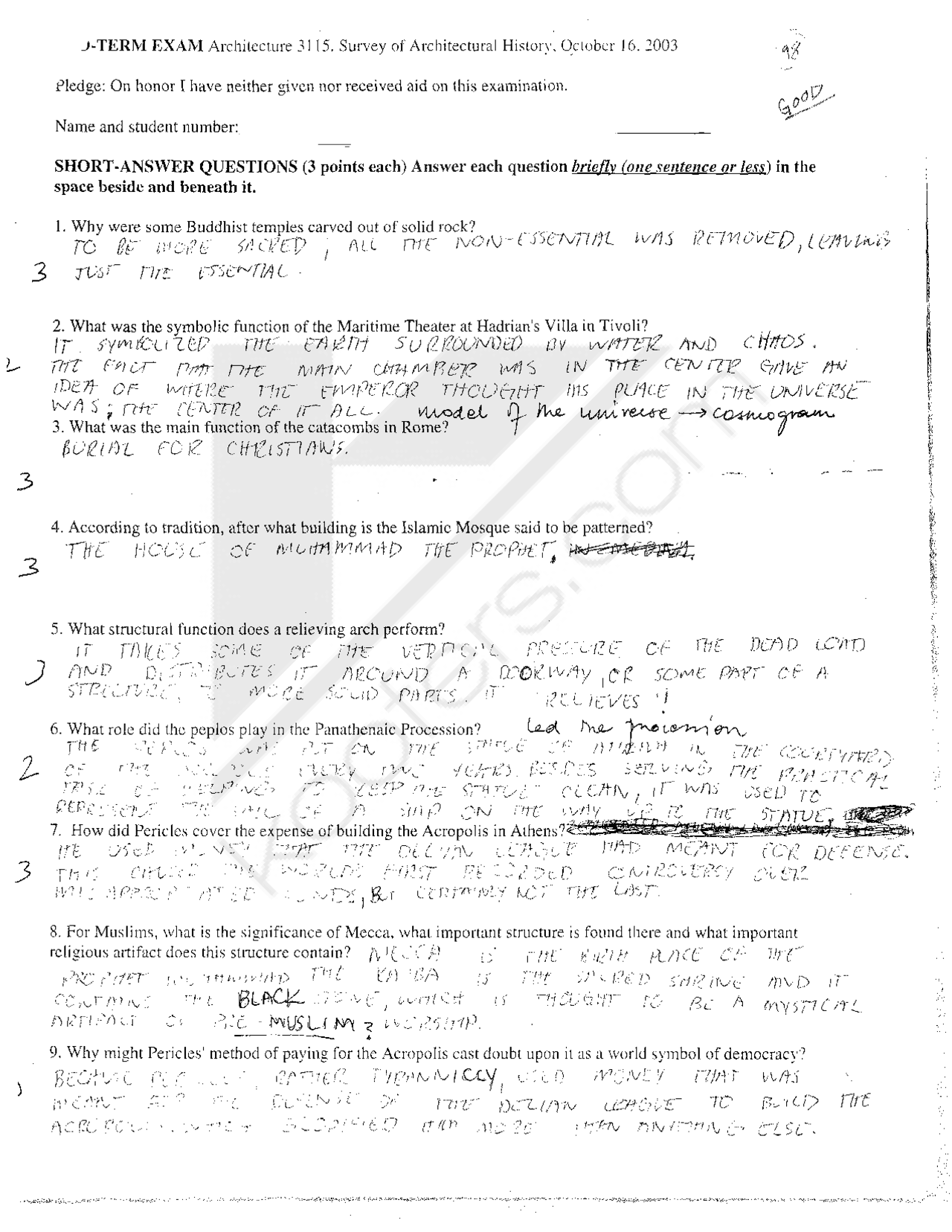 Midterm Exam History Of Architecture Arch 3115 Docsity