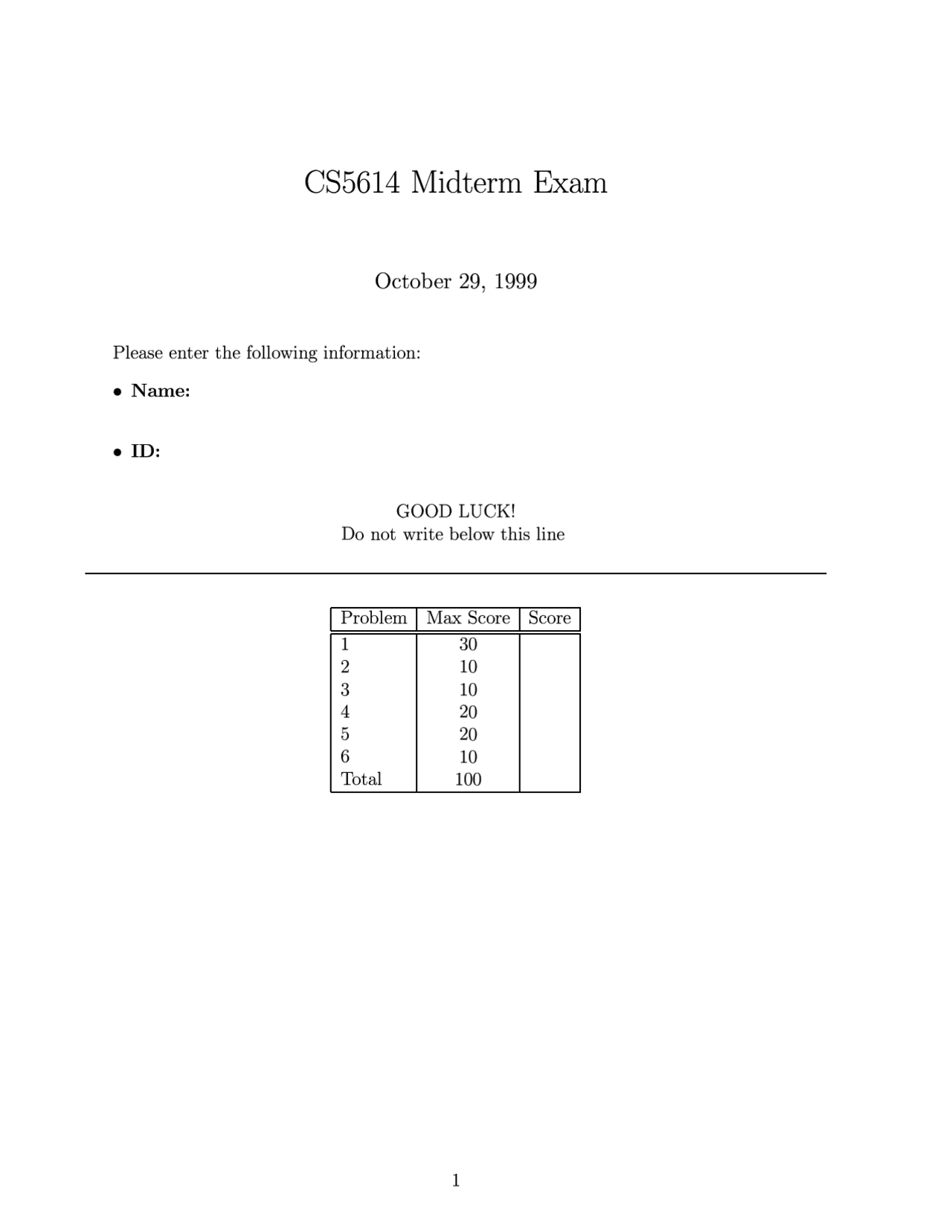 Questions On Database Management Systems Midterm Examination Cs