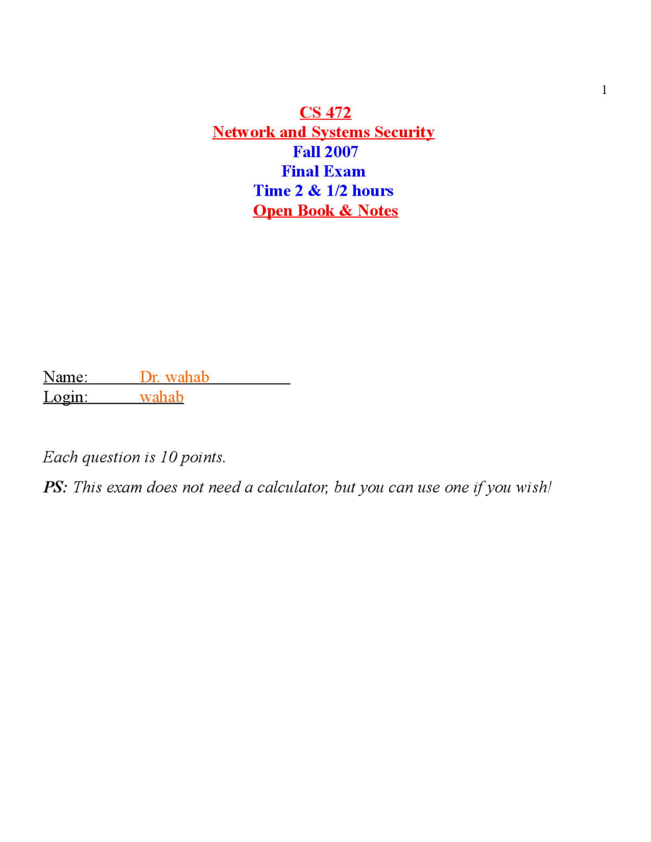 Lecture Slides On Network And Systems Security Cs 472 Docsity