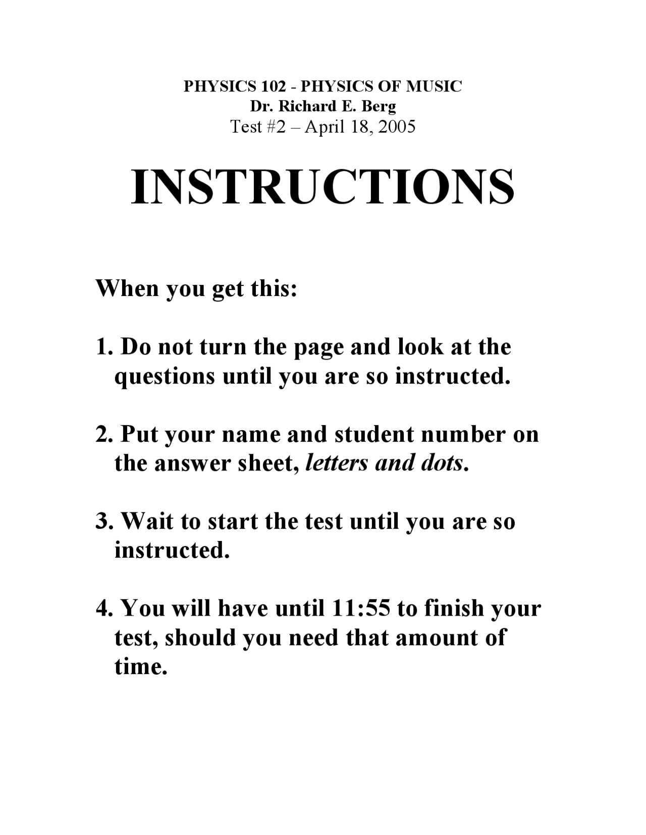 Test 2 Questions Physics Of Music Phys 102 Docsity