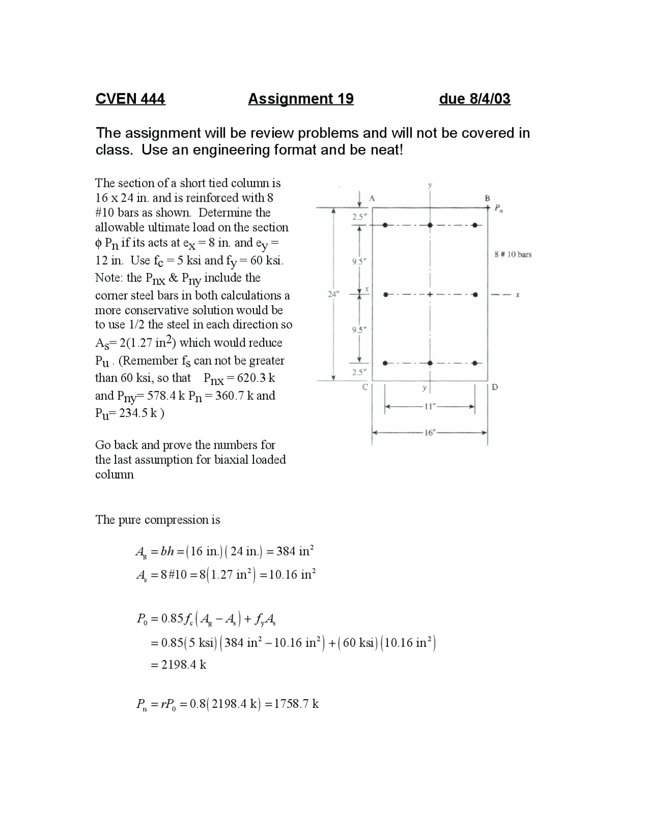 Assignment Ready To Submit Structural Concrete Design Cven 444