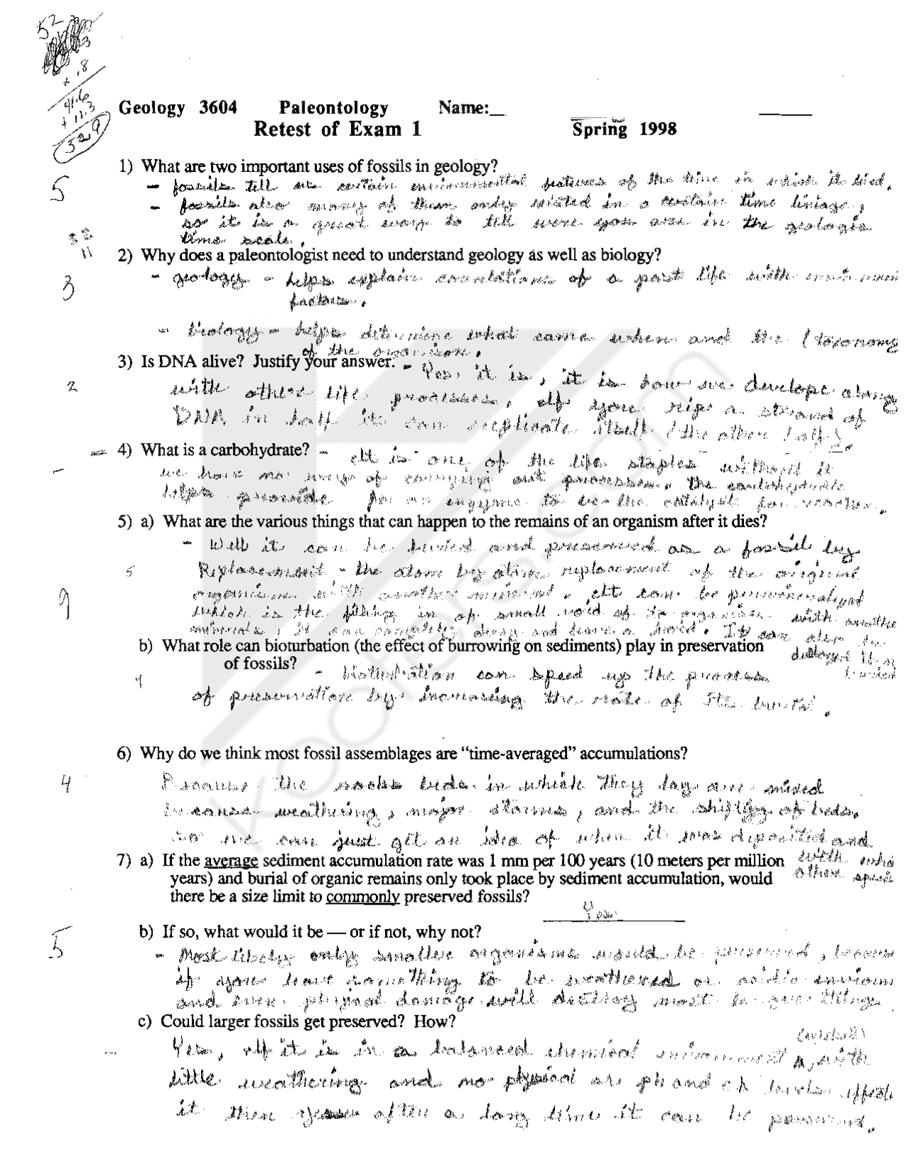 Exam 1 With Solution Key For Paleontology Geos 3604 Docsity