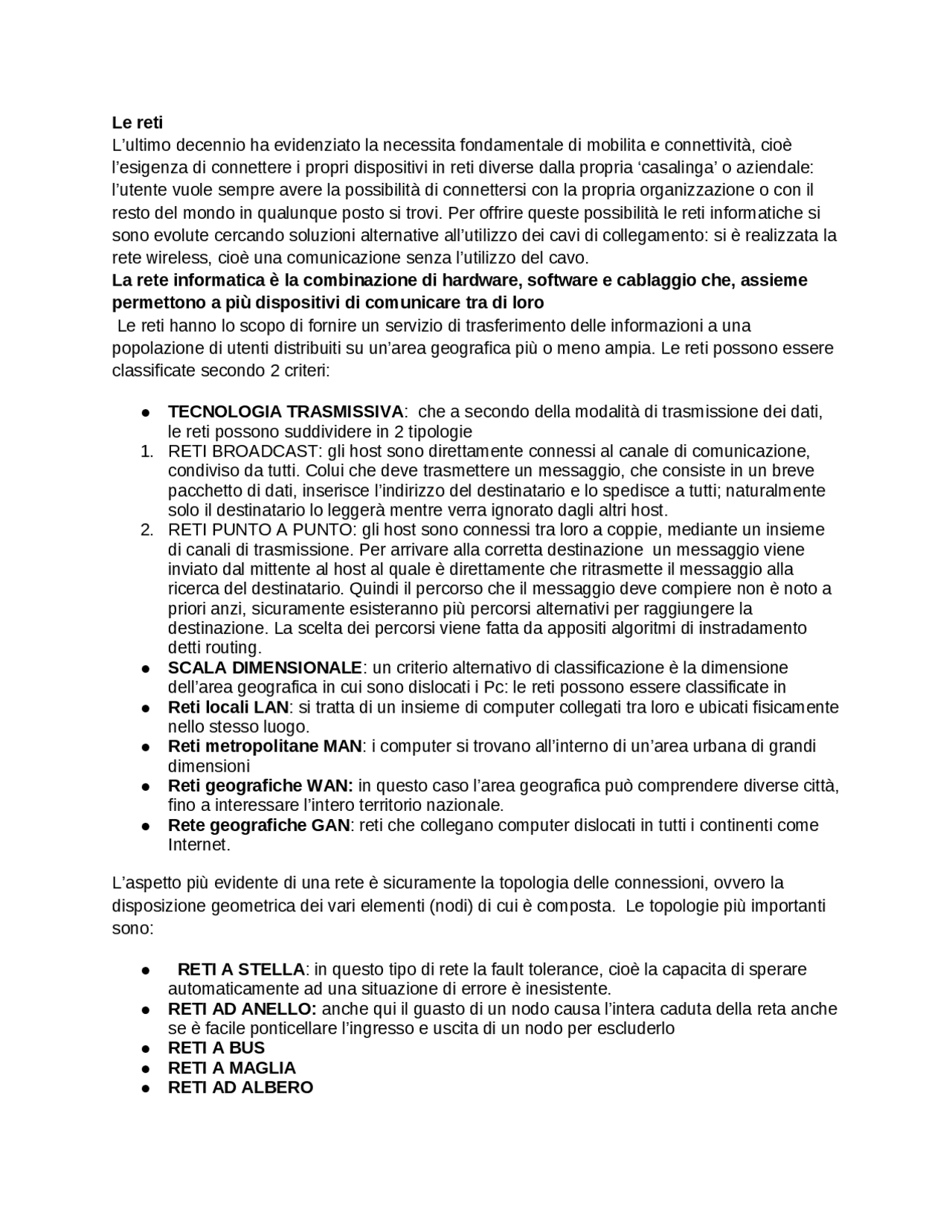 Le Reti Informatiche Docsity