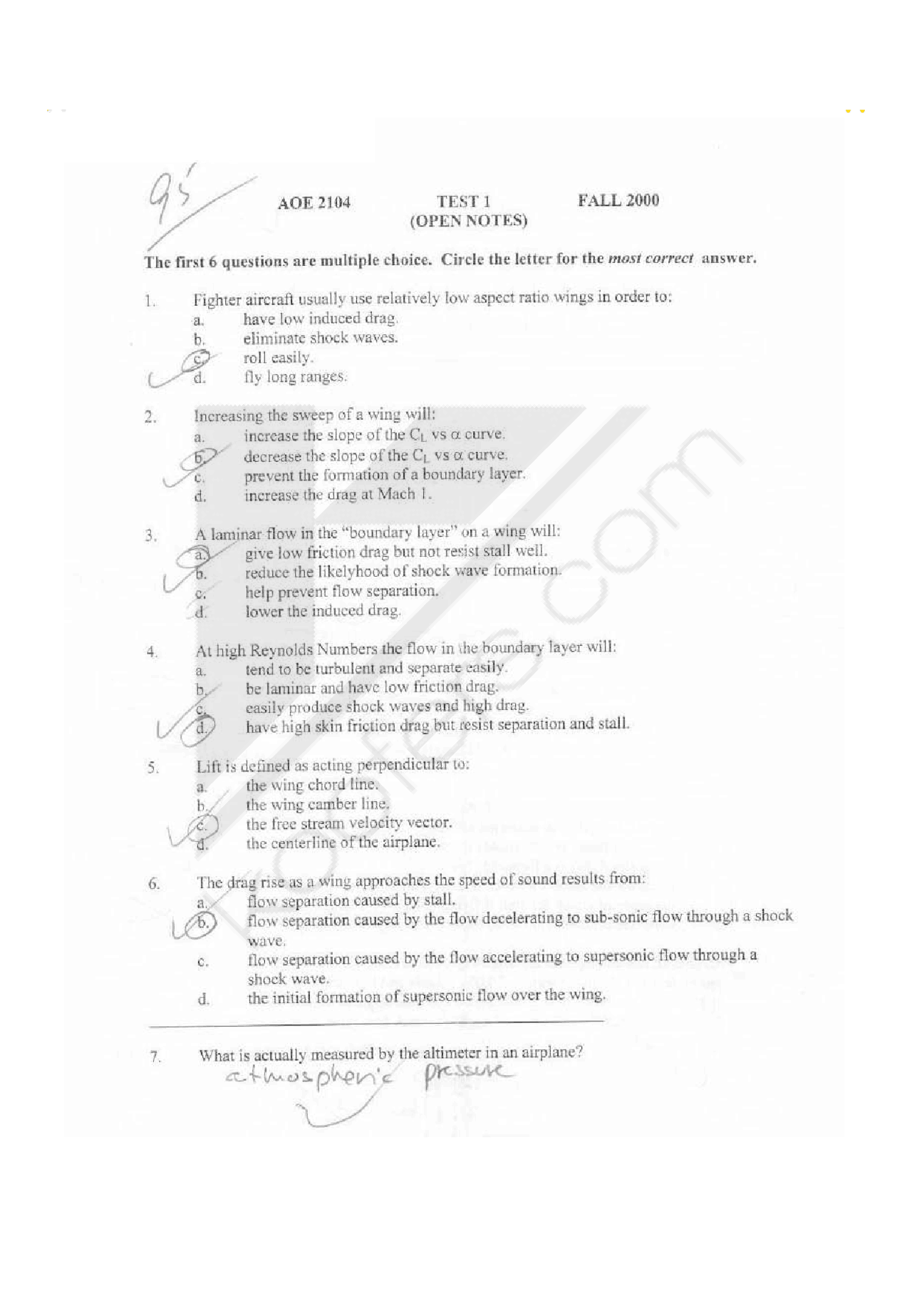 Exam 1 With Solution Introduction To Aerospace Engineering Aoe 2104