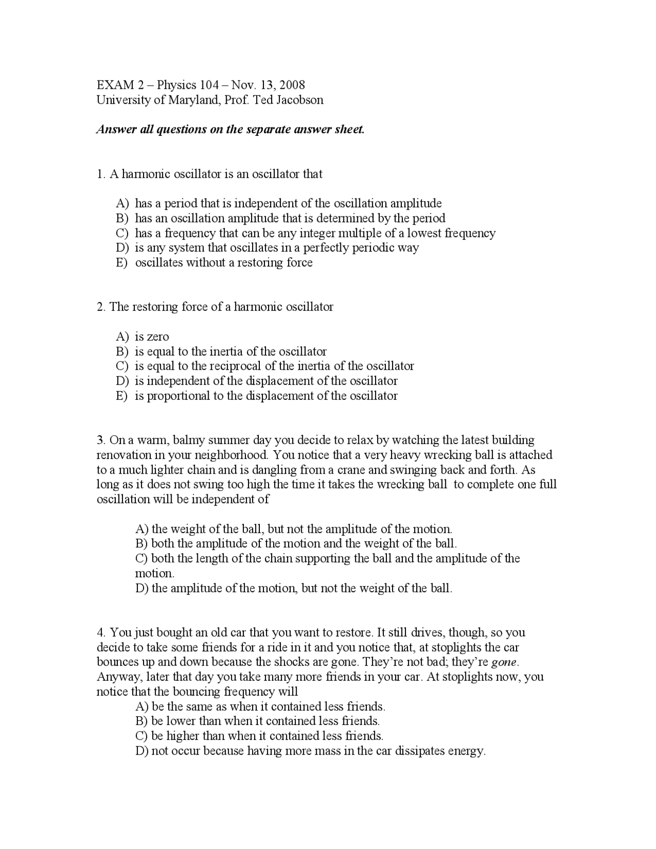 45 Mcqs For How Things Work Science Foundations Test Ii Phys 104