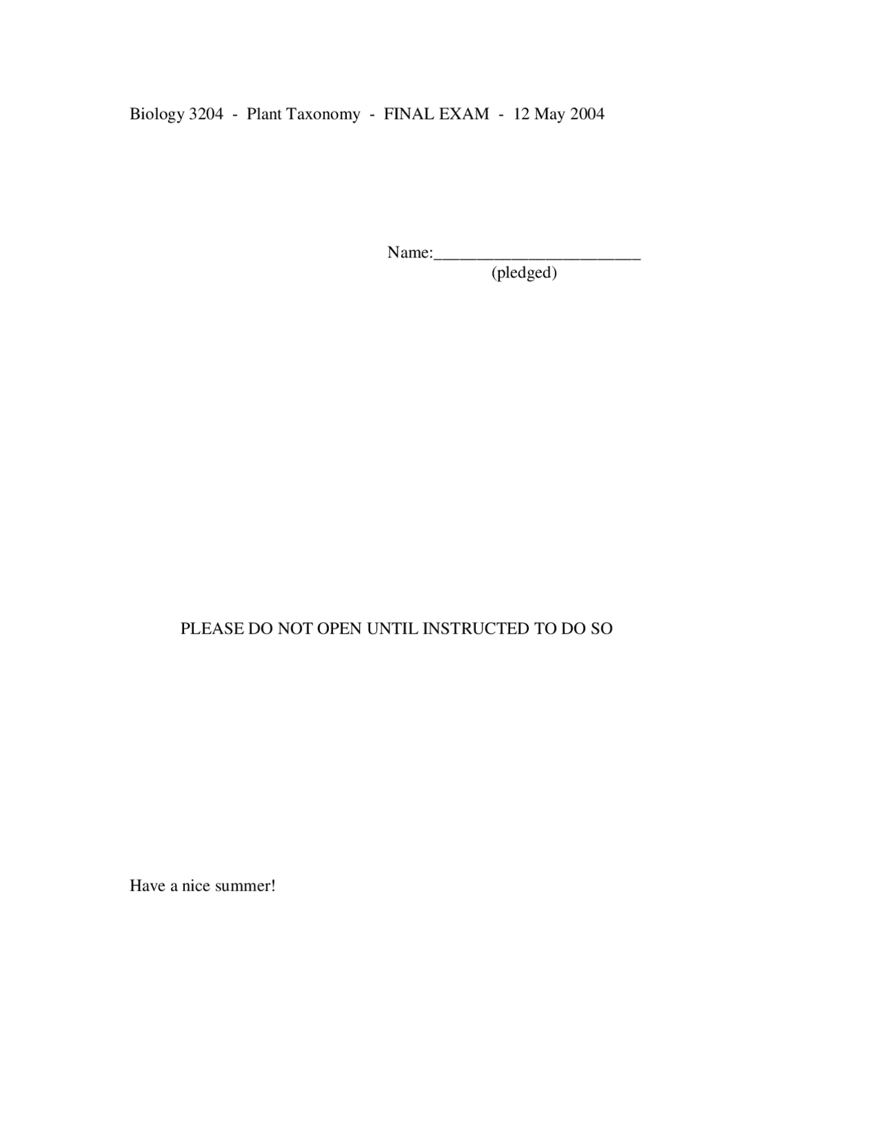 10 Questions on Plant Taxonomy - Final Exam | BIOL 3204 | Exams Plant ...