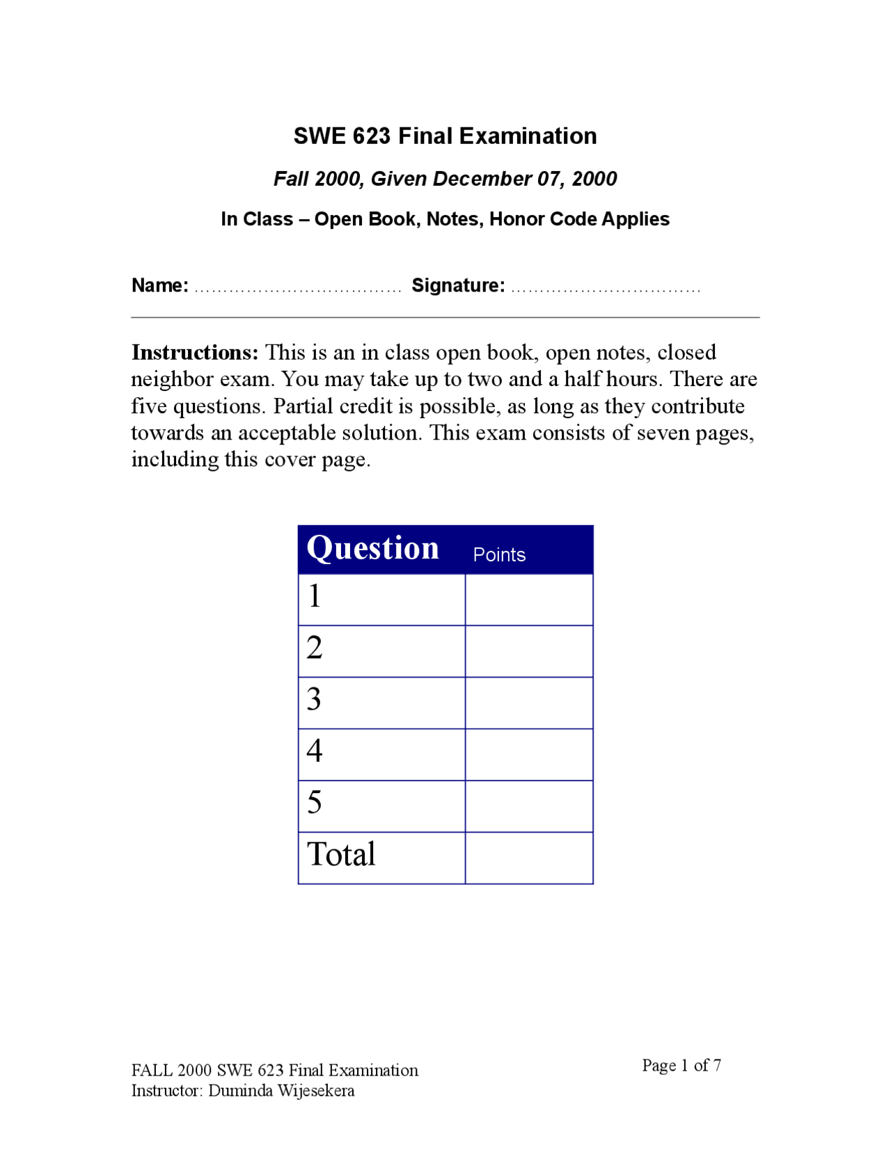 5 Questions For Final Exam Distributed Software Engineer Swe 622