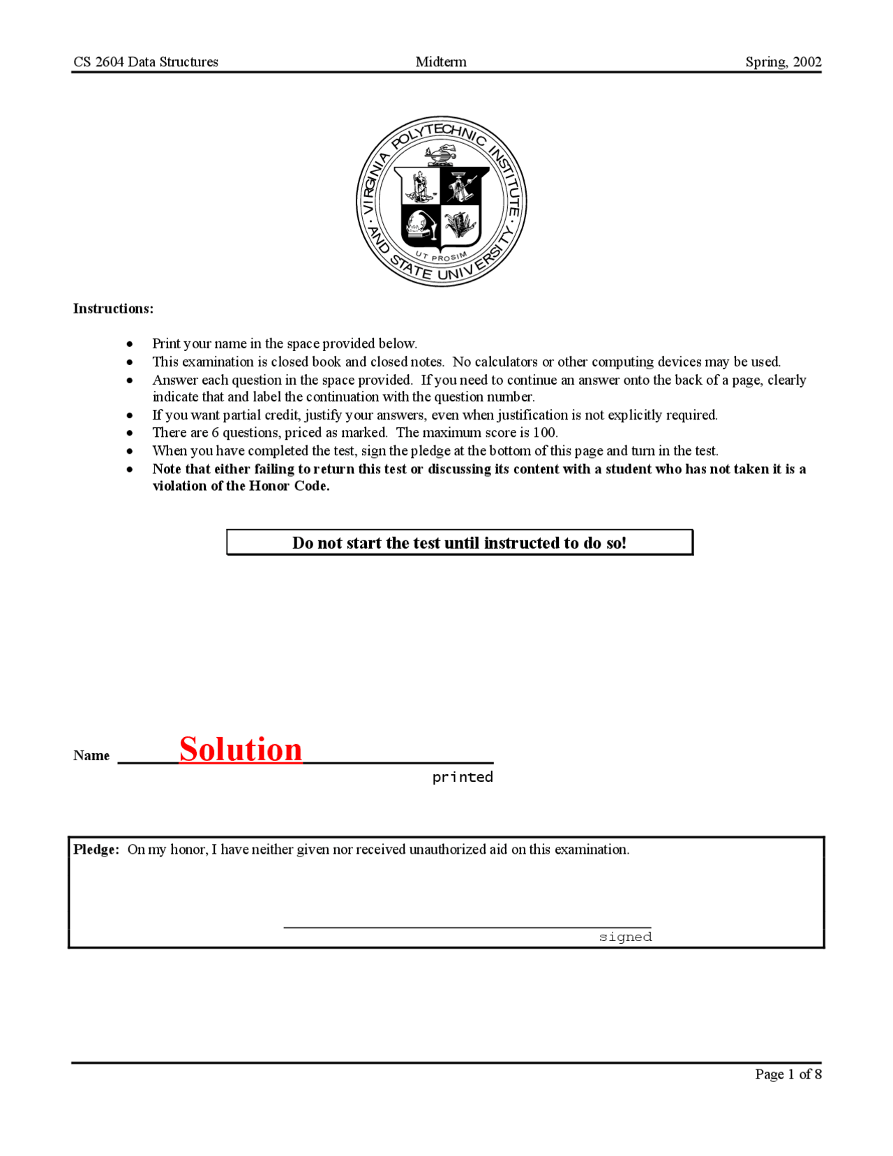 Data Structures And File Management Solved 6 Questions Fall 2002 Cs 2604 Docsity