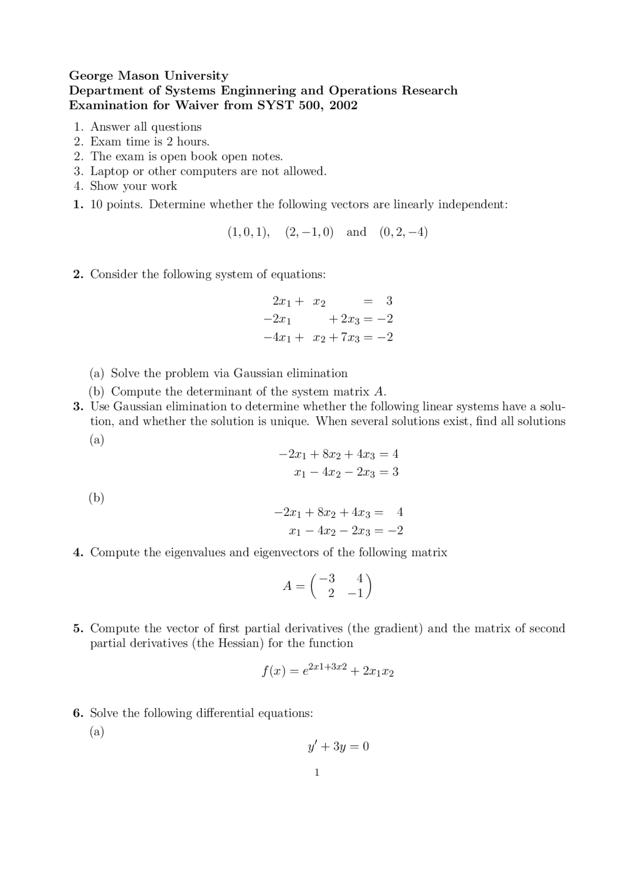 8 Questions For Exam Quantitative Methods For Systems Engineering