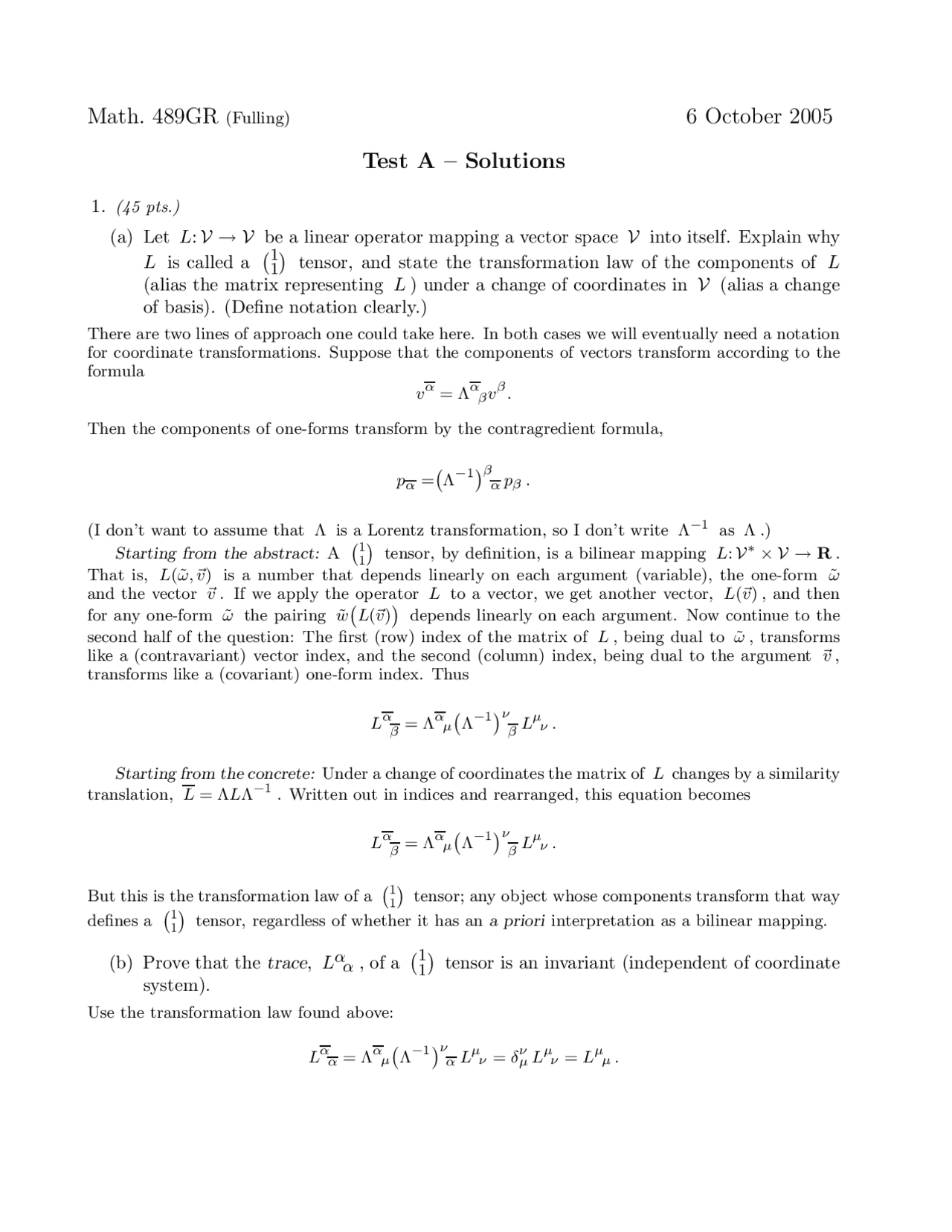 Past Test A With Solutions Introduction To Actuarial Science Math