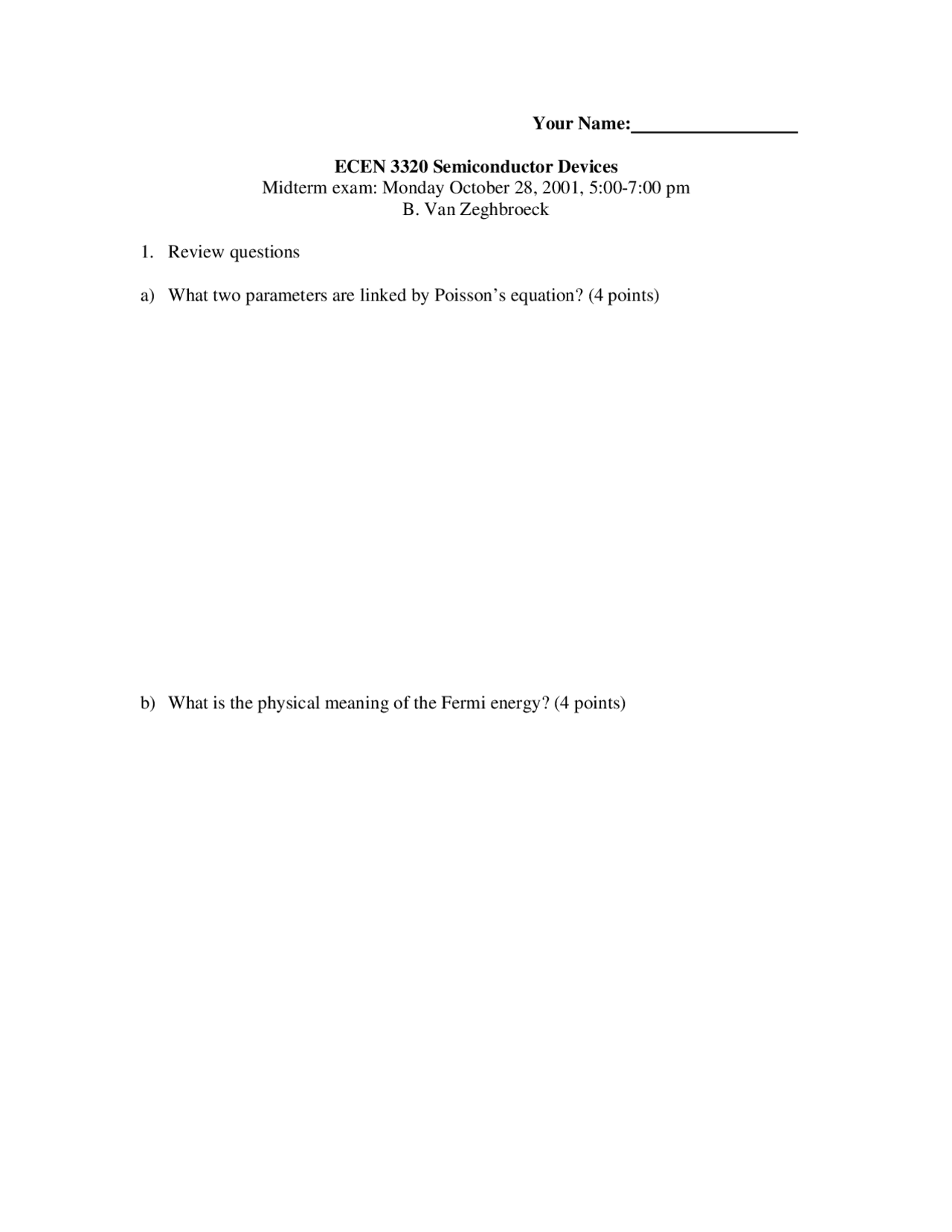 Midterm Review Question Semiconductor Devices Ecen 3320 Docsity