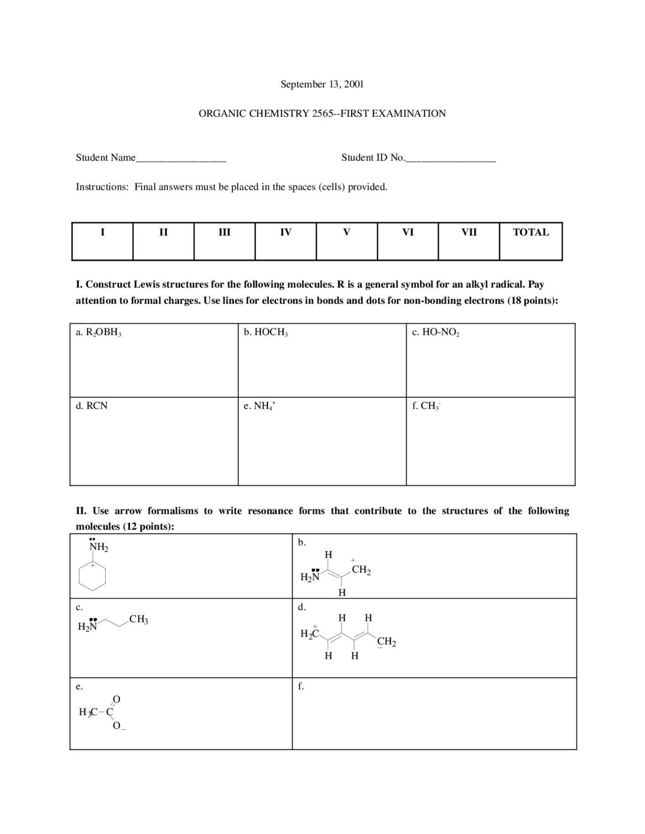 7 Solved Questions in Principles of Organic Chemistry - Exam 1 | CHEM ...