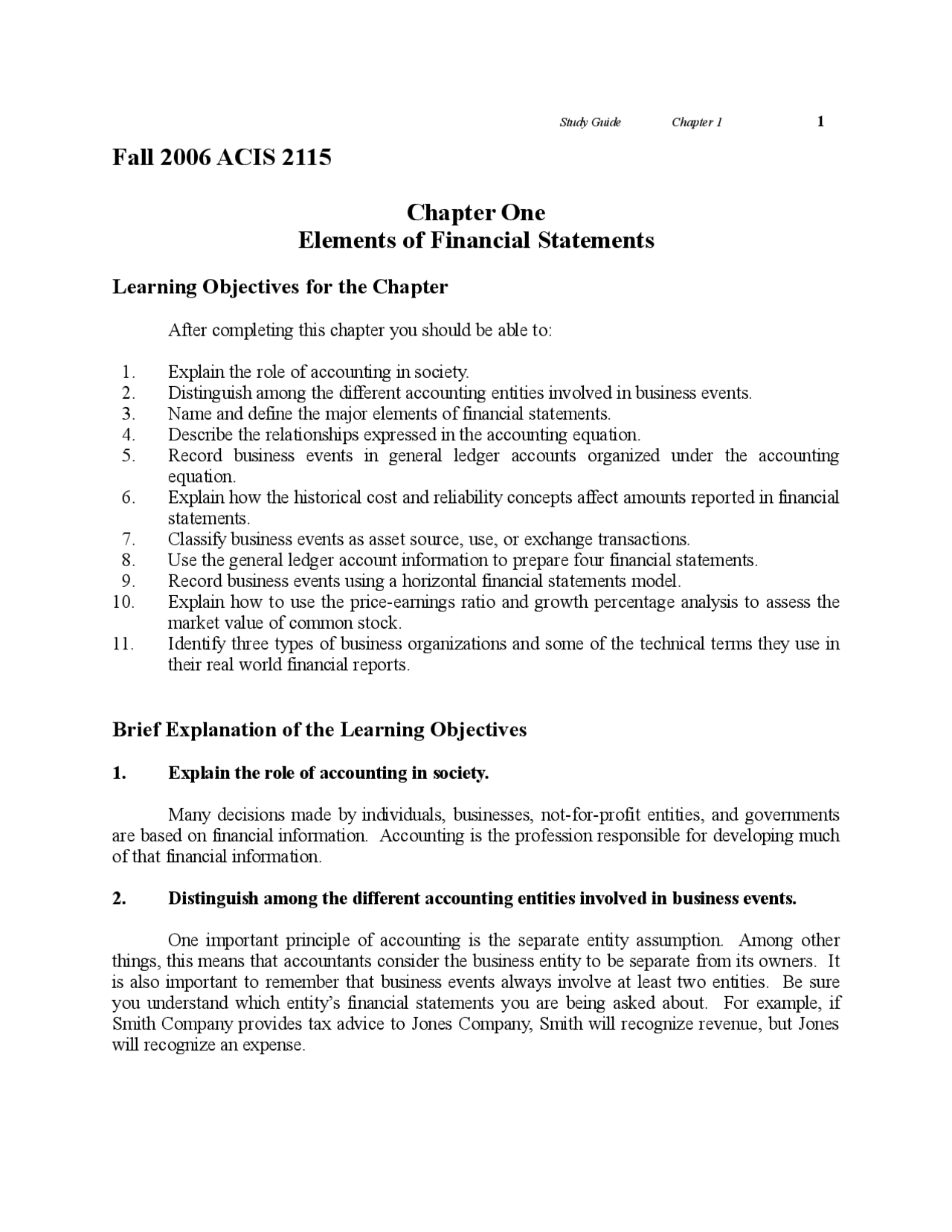 Elements Of Financial Statements For Principles Of Accounting Acis