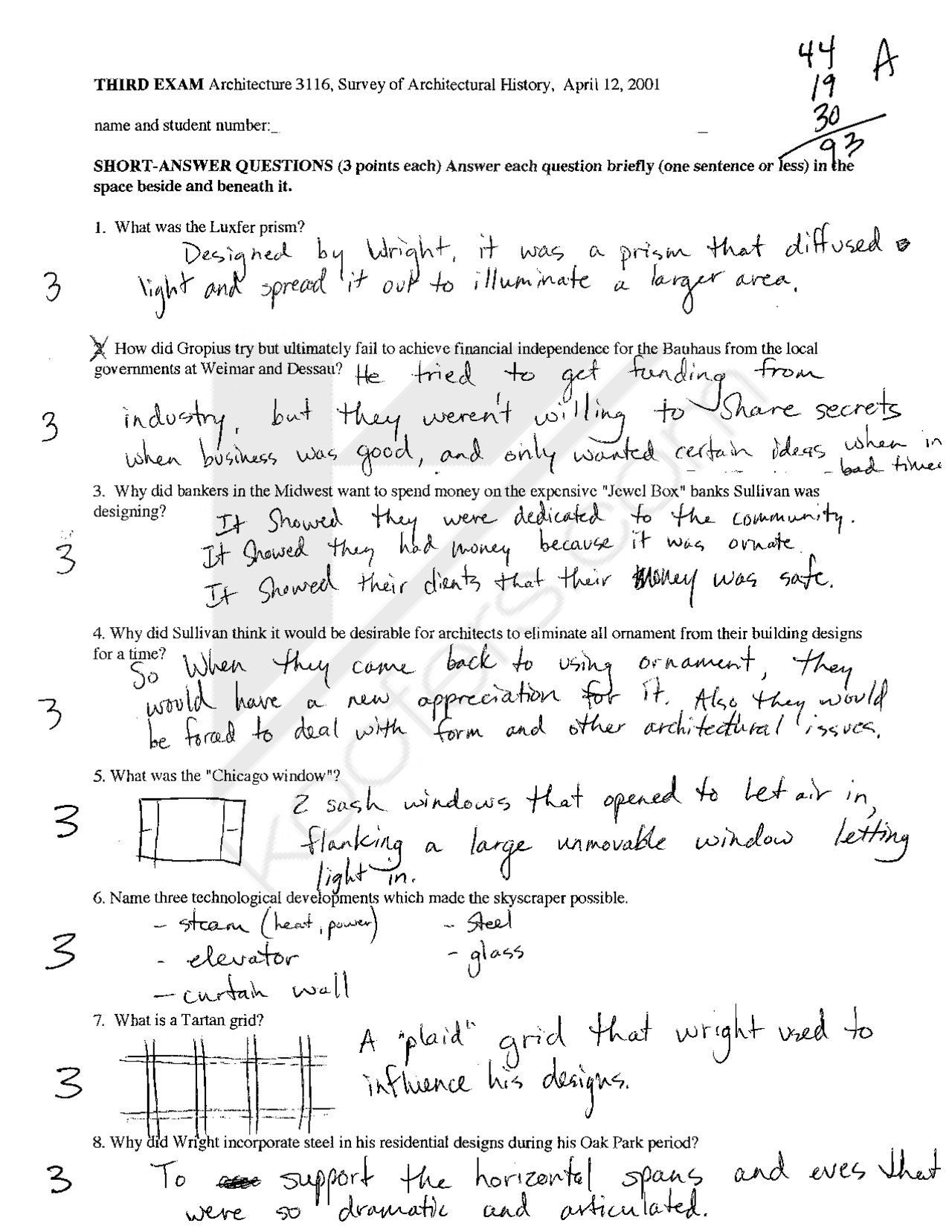 Third Exam Short Questions With Answers Arch 3116 Docsity