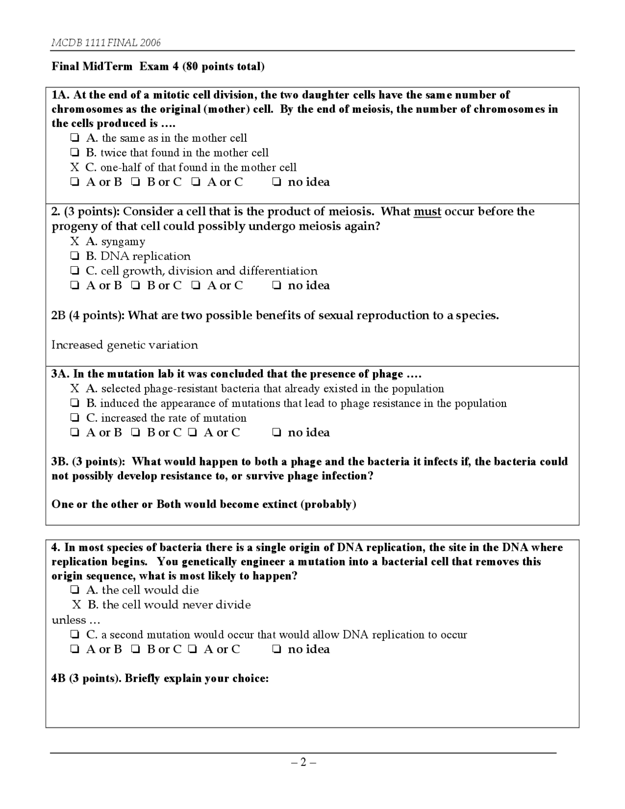Final Midterm Exam 4 With Solutions Biofundamentals Mcdb 1111 Docsity