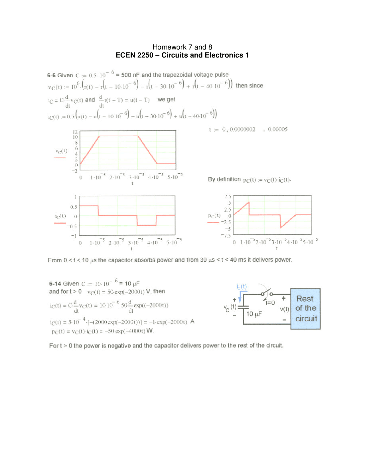 Homework 7 Introduction To Circuits And Electronics Ecen 2250