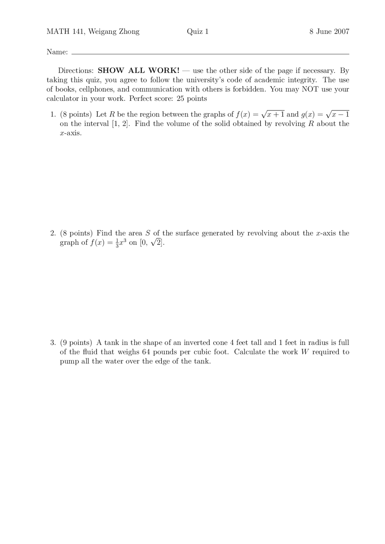 3 Unsolved Questions On Calculus Ii Math 141 Docsity