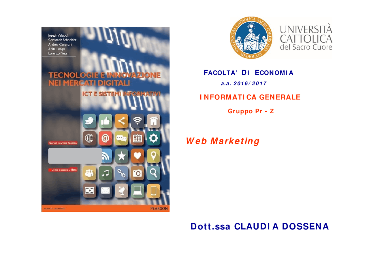Lezione 11 Informatica Generale 1 Anno Docsity