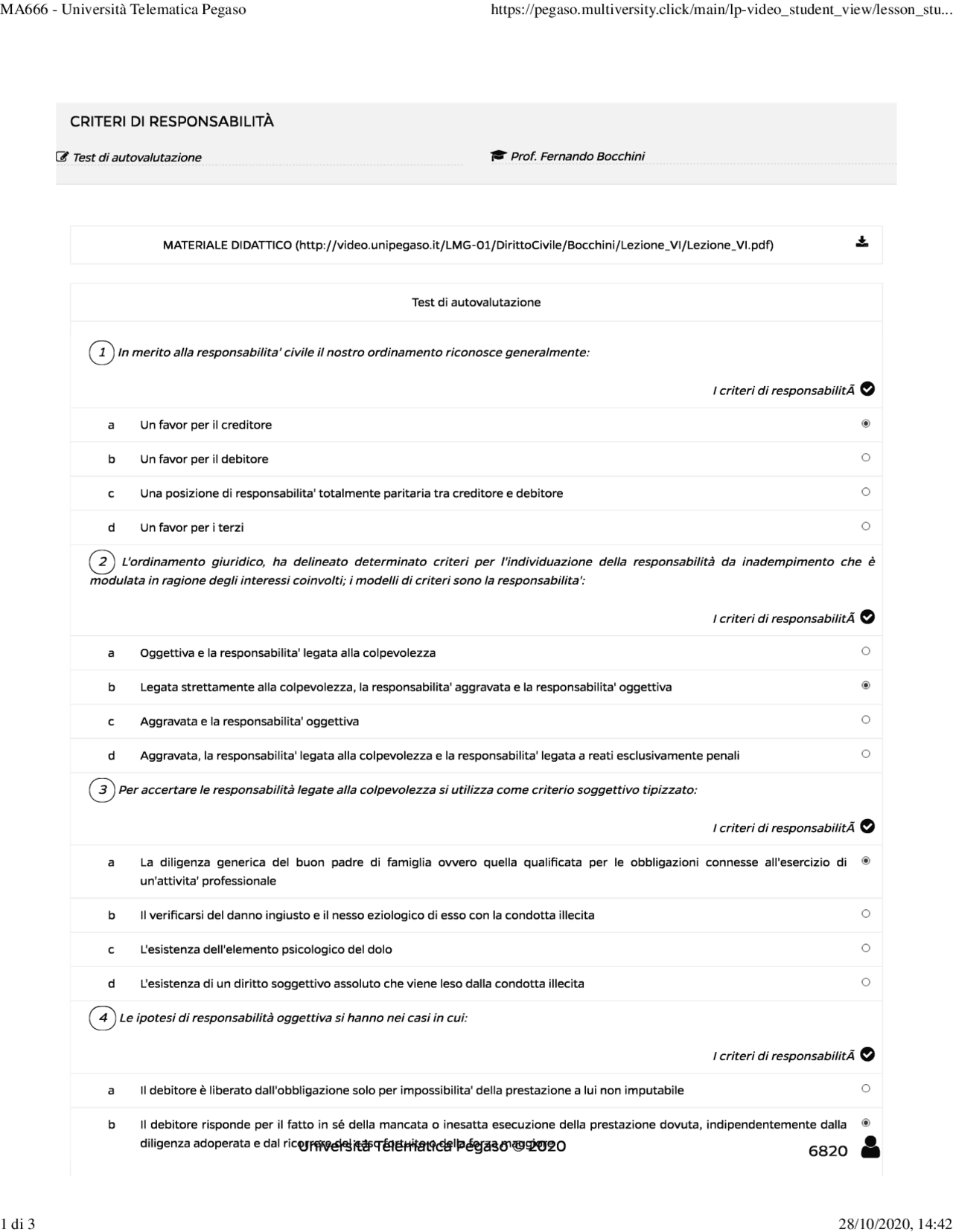 Test Autovalutazione Docsity