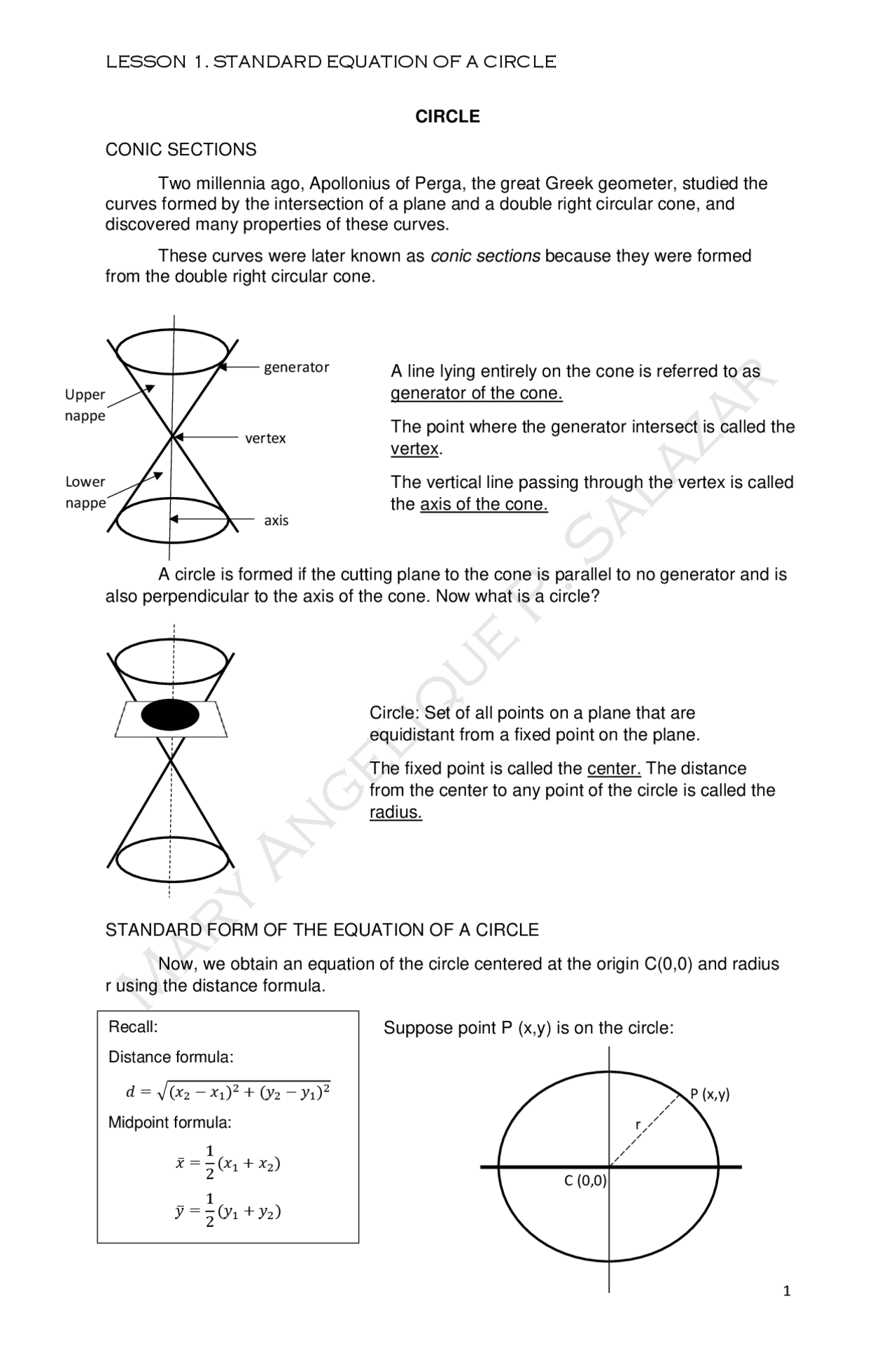 Pre Calculus 11 Lesson 1 Docsity