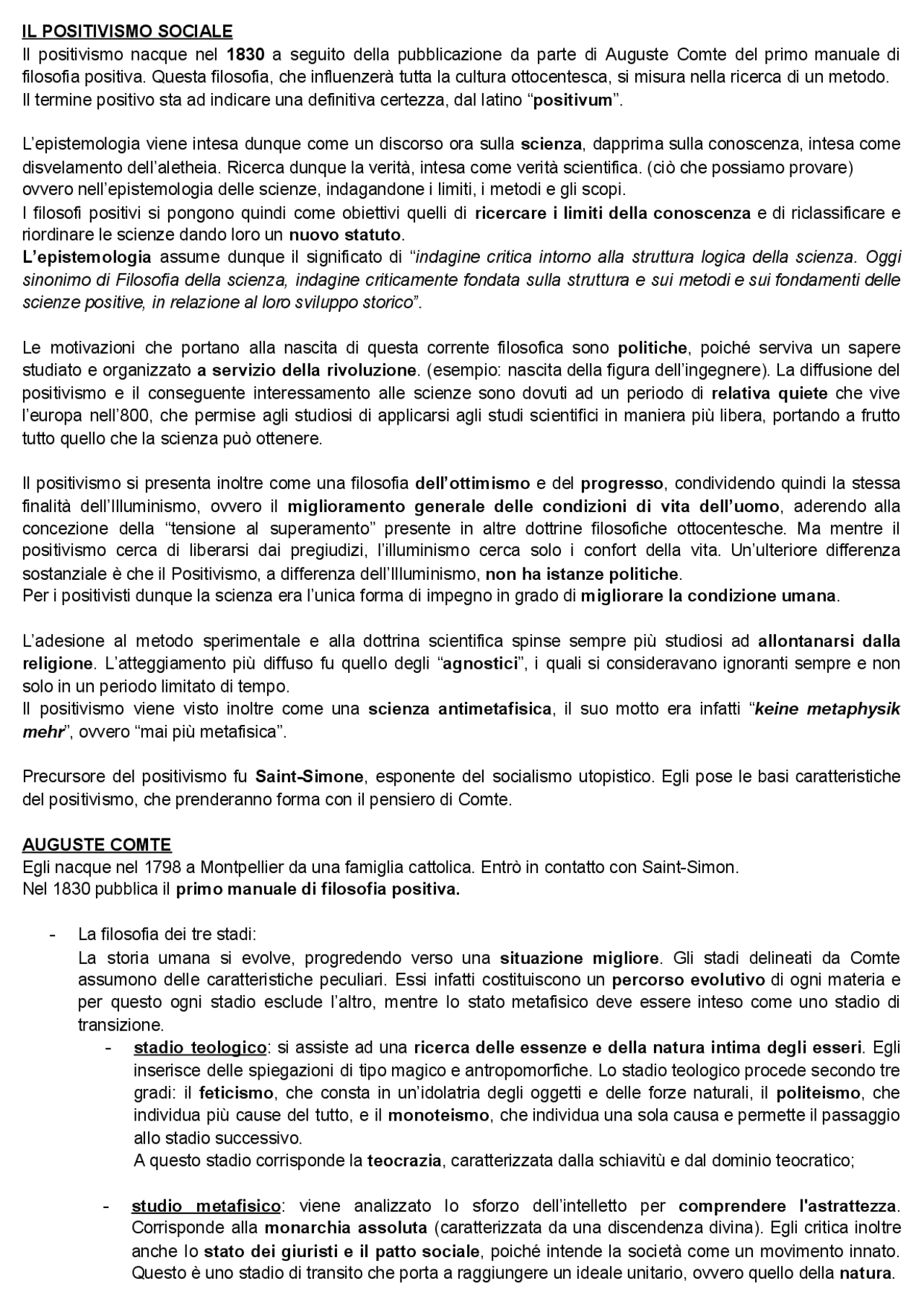 Il Positivismo Sociale Auguste Comte Max Weber Docsity